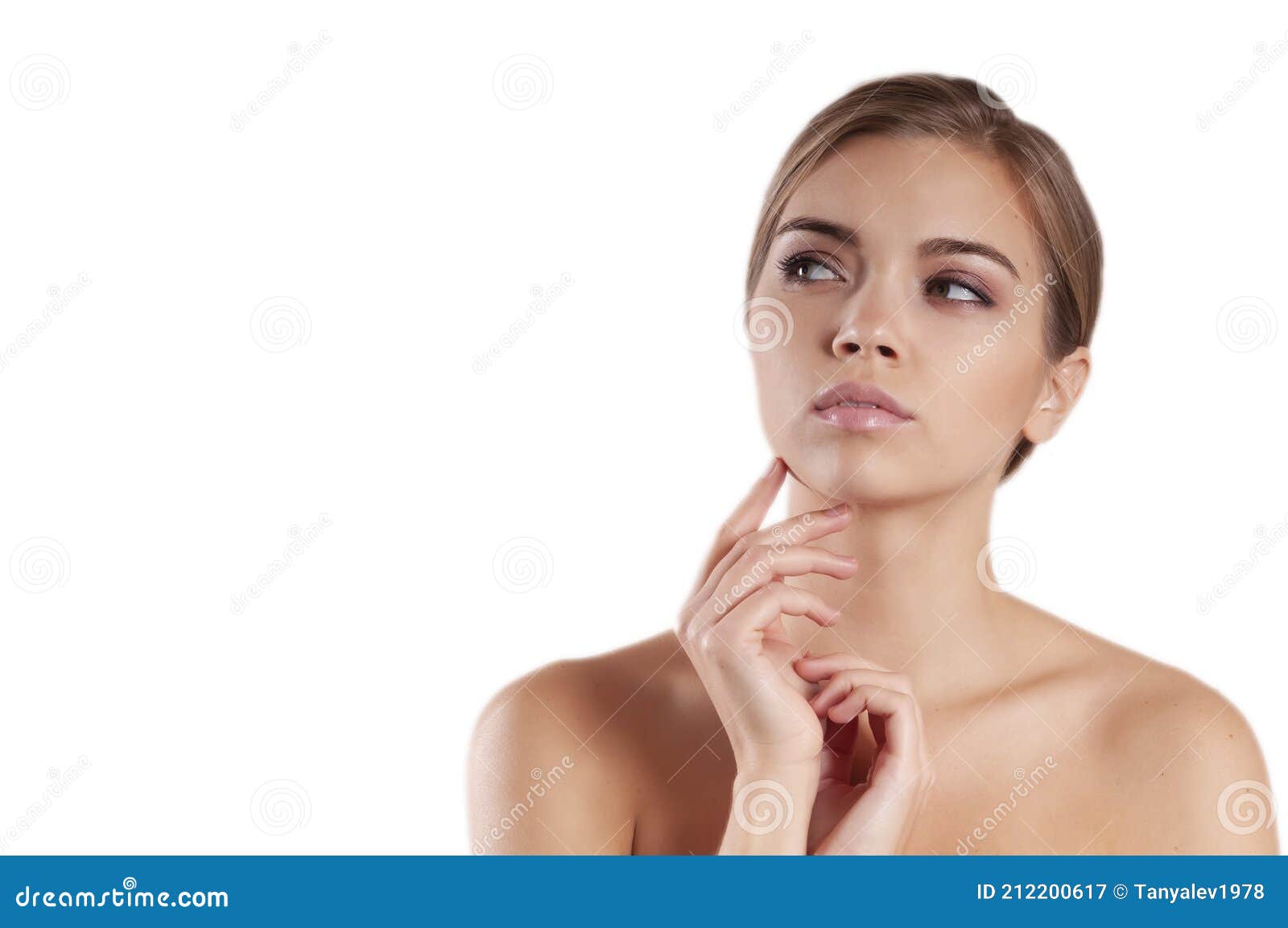 Beautiful Woman Face Close Up Portrait Perfect Treatment Stock Image