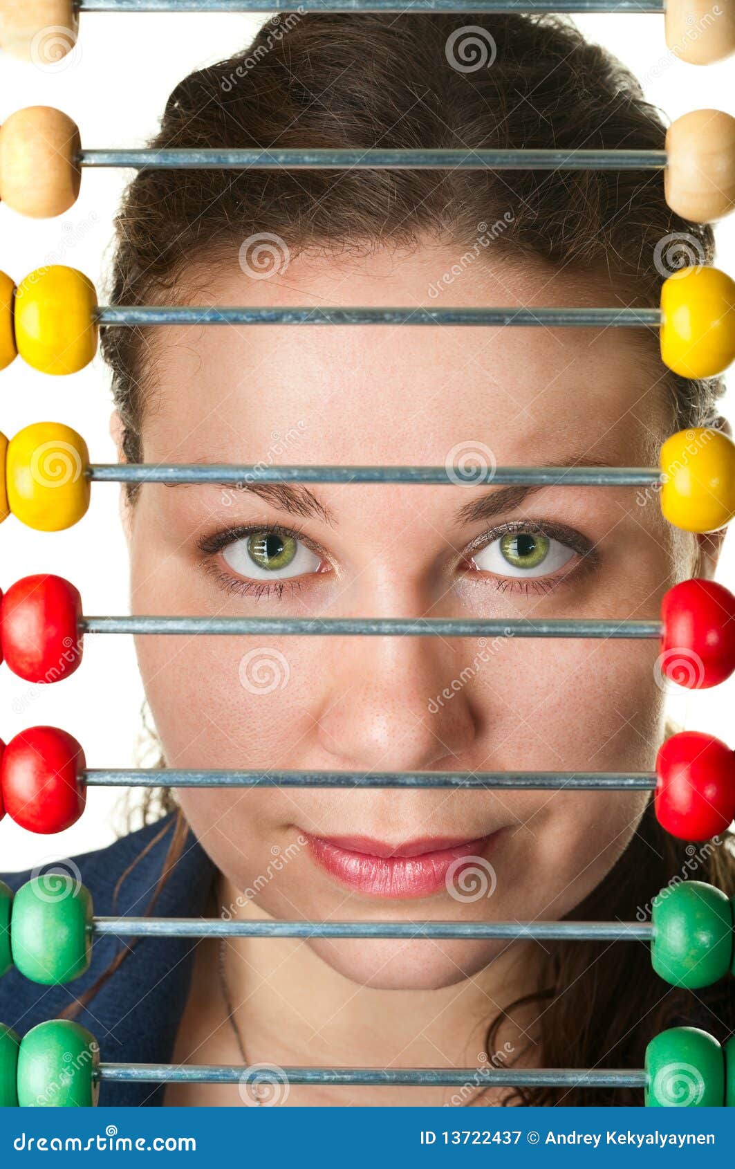 The Beautiful Woman Face and Color Abacus Stock Image - Image of ...