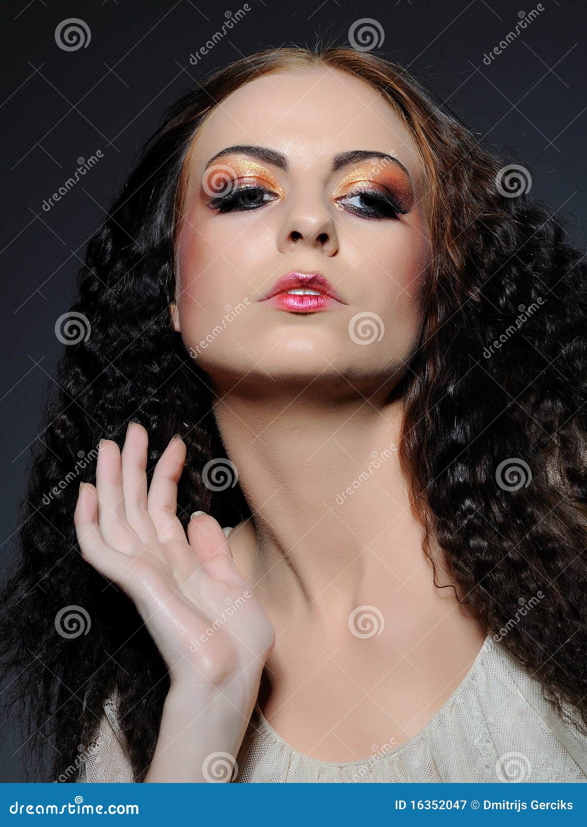 Beautiful Woman Face with Creative Make-up Stock Image - Image of ...