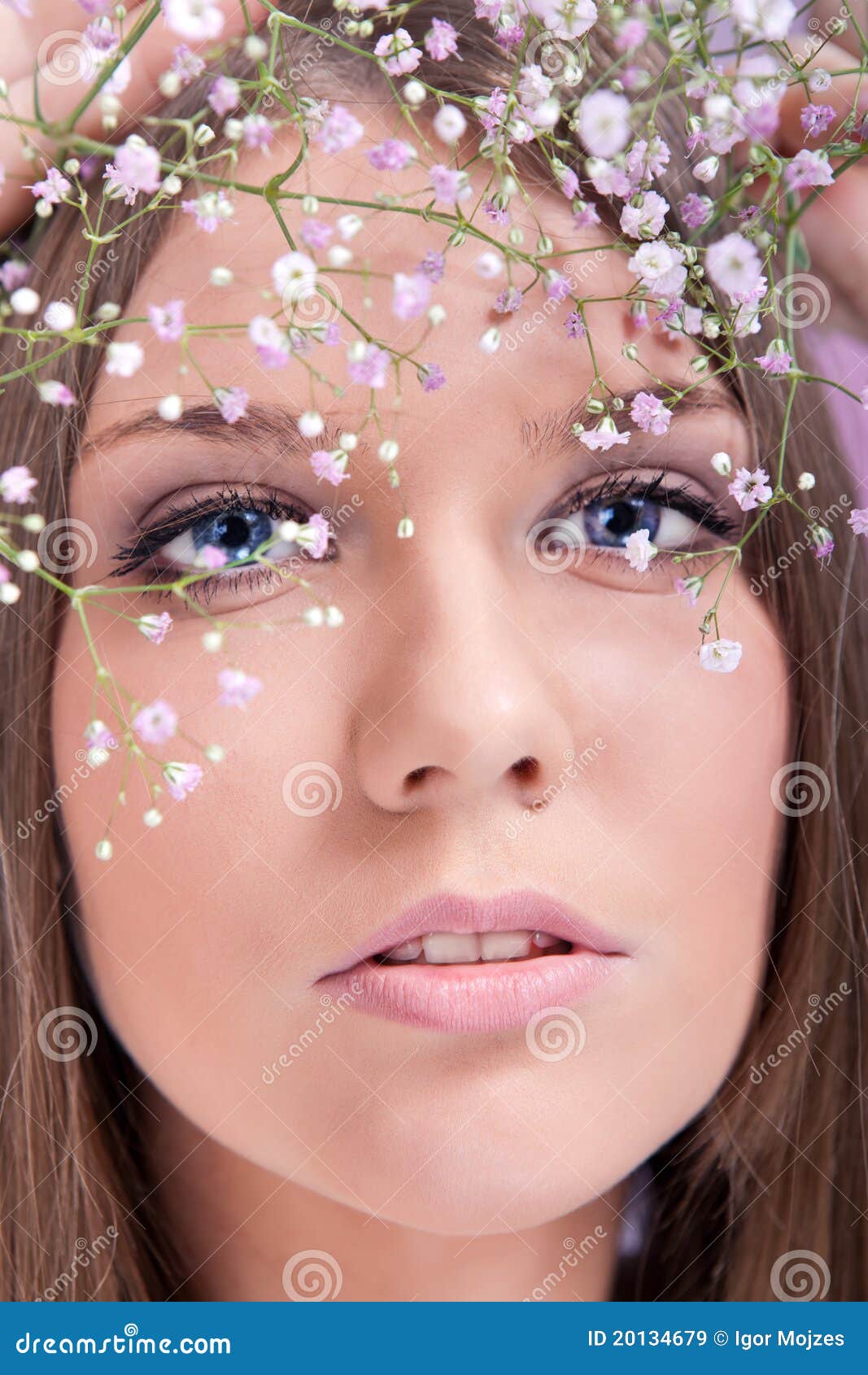 Beautiful Woman Face with Flowers Stock Image - Image of celebration ...
