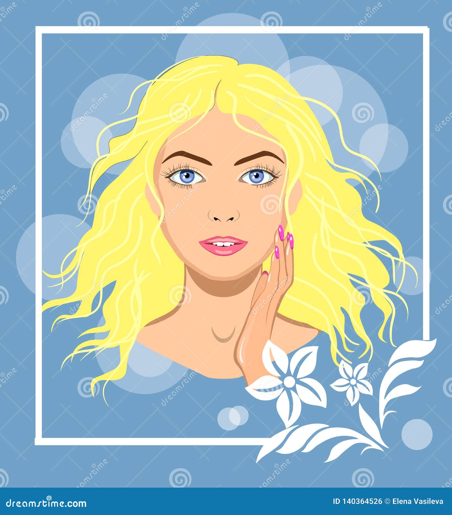Beautiful Woman Face with a Hand, Isolated Stock Vector - Illustration ...