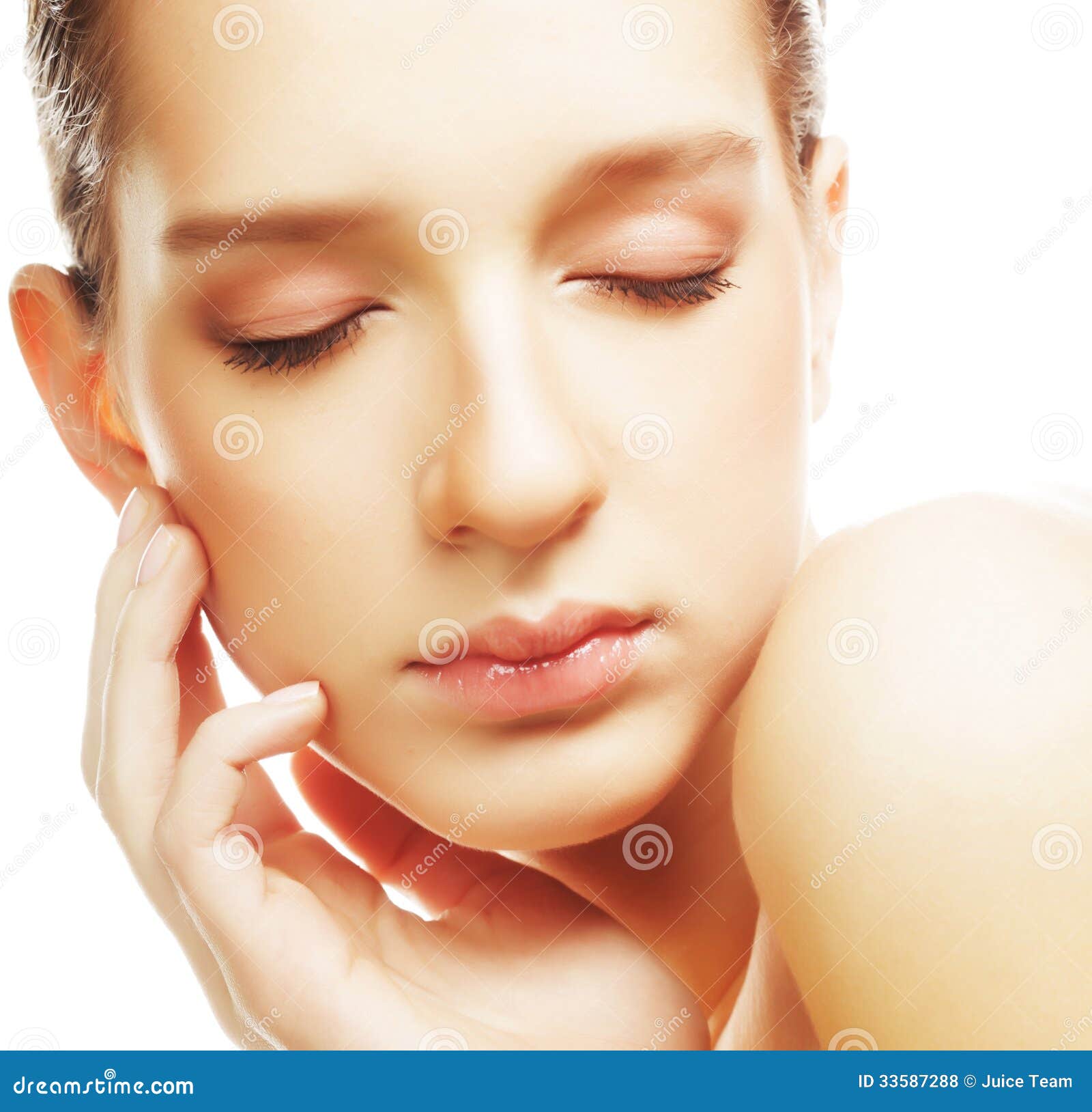 Beautiful Woman Face - Isolated on White Stock Photo - Image of beauty ...