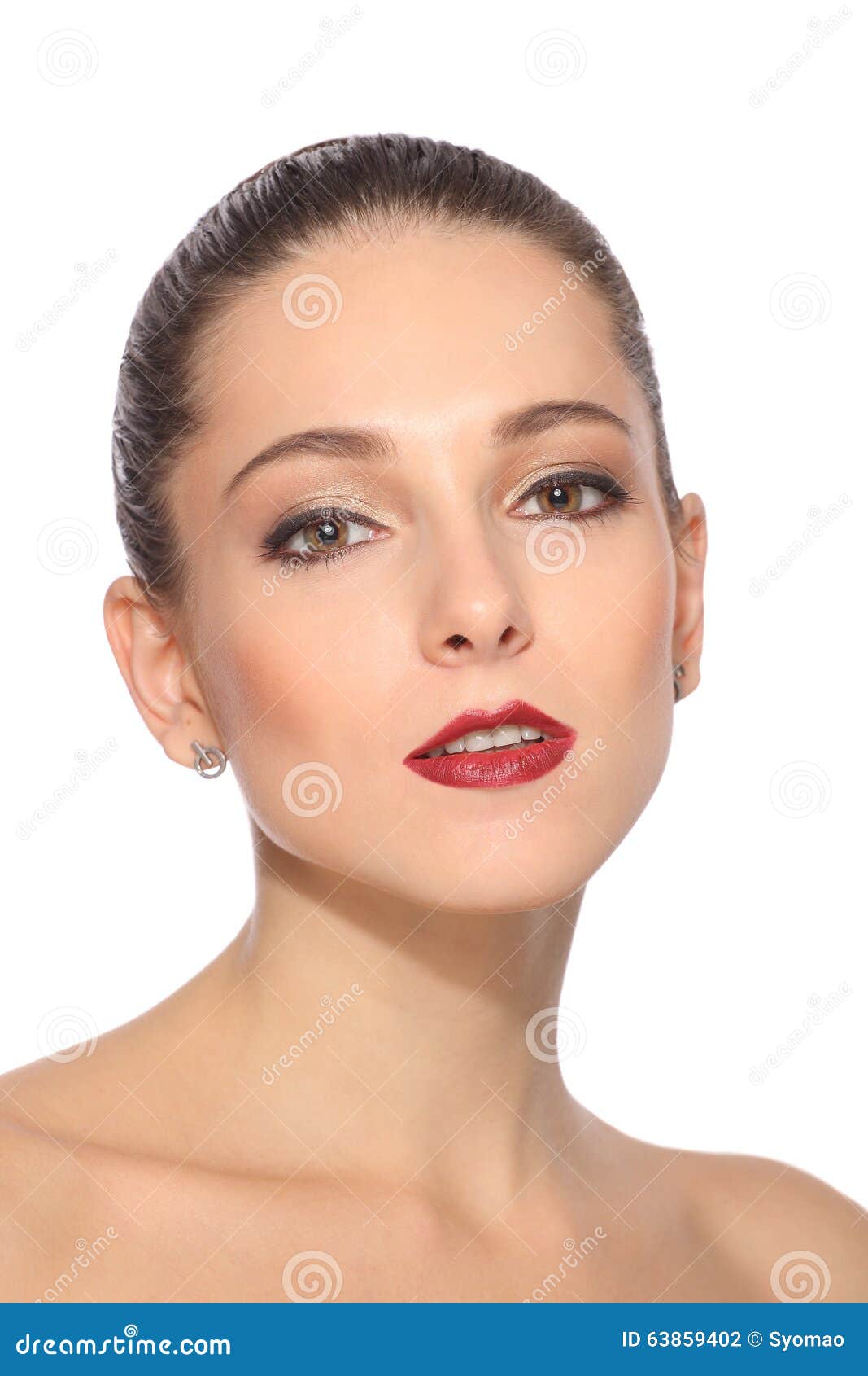 Beautiful Woman Face Portrait on White Background Stock Photo - Image ...