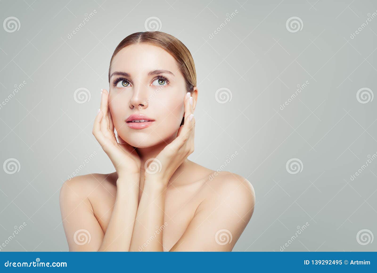 Beautiful Woman Face Pretty Girl With Perfect Clear Skin Close Up