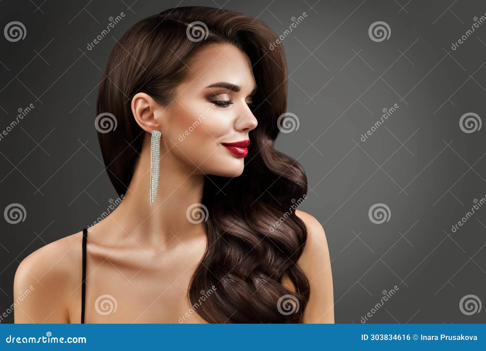 Beautiful Woman Face Profile With Perfect Makeup Fashion Model Side