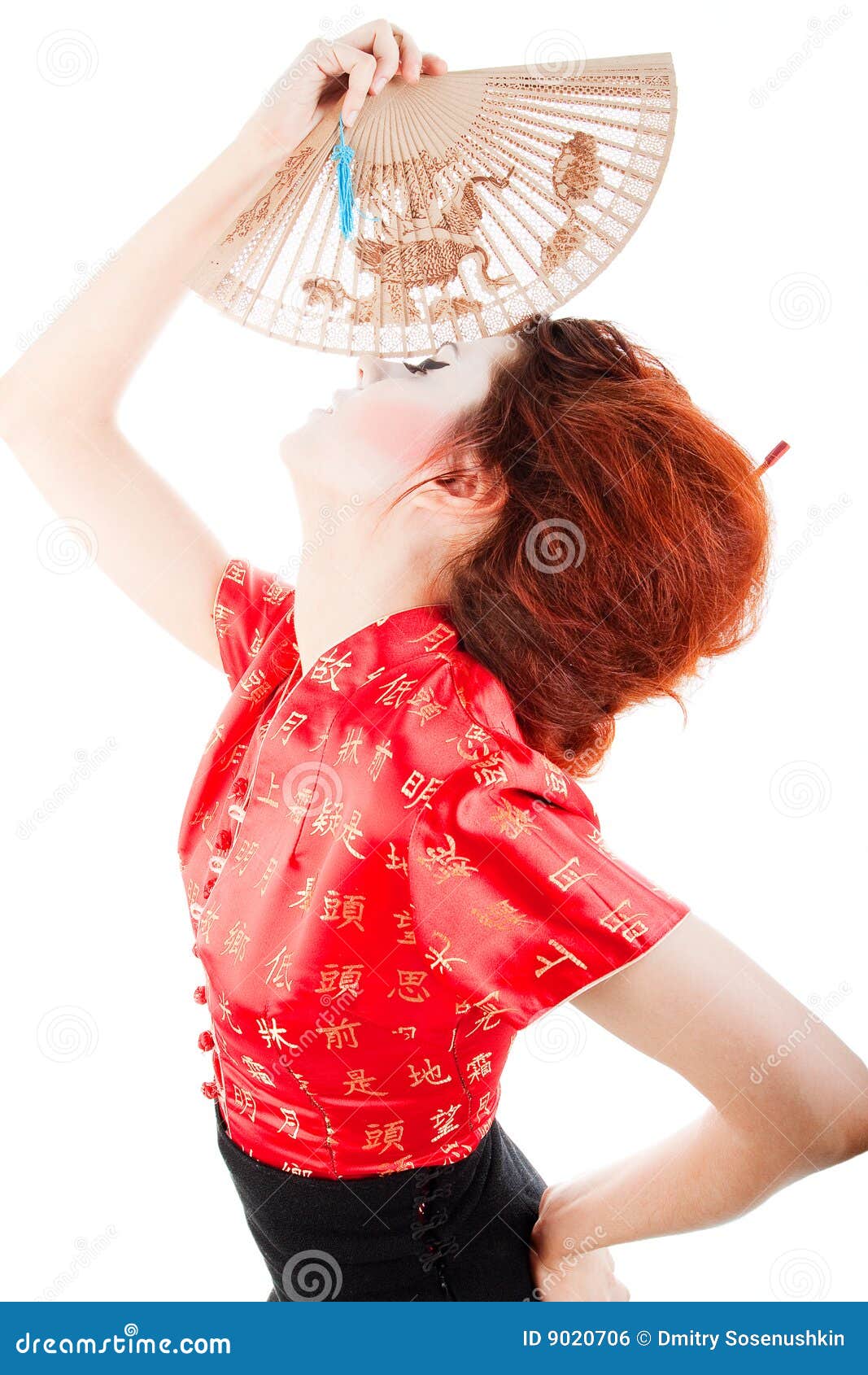 Beautiful woman with fan stock photo. Image of white, curve - 9020706