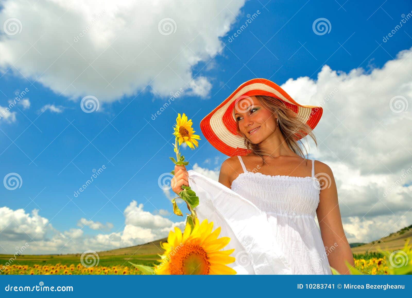 Beautiful Woman on Field in Summer Stock Image - Image of beautiful ...