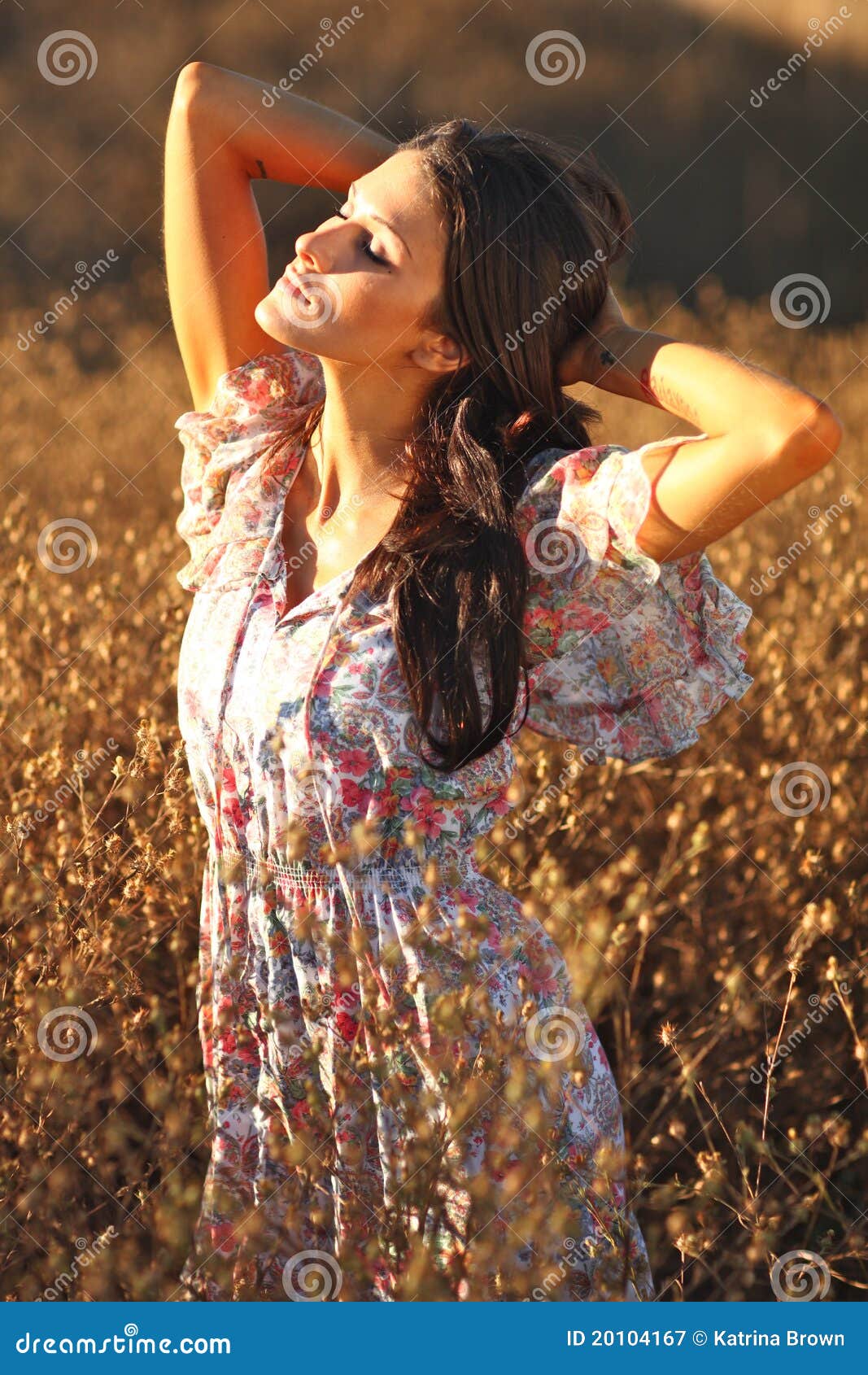 Beautiful Woman on a Field in Summertime Stock Image - Image of nature ...