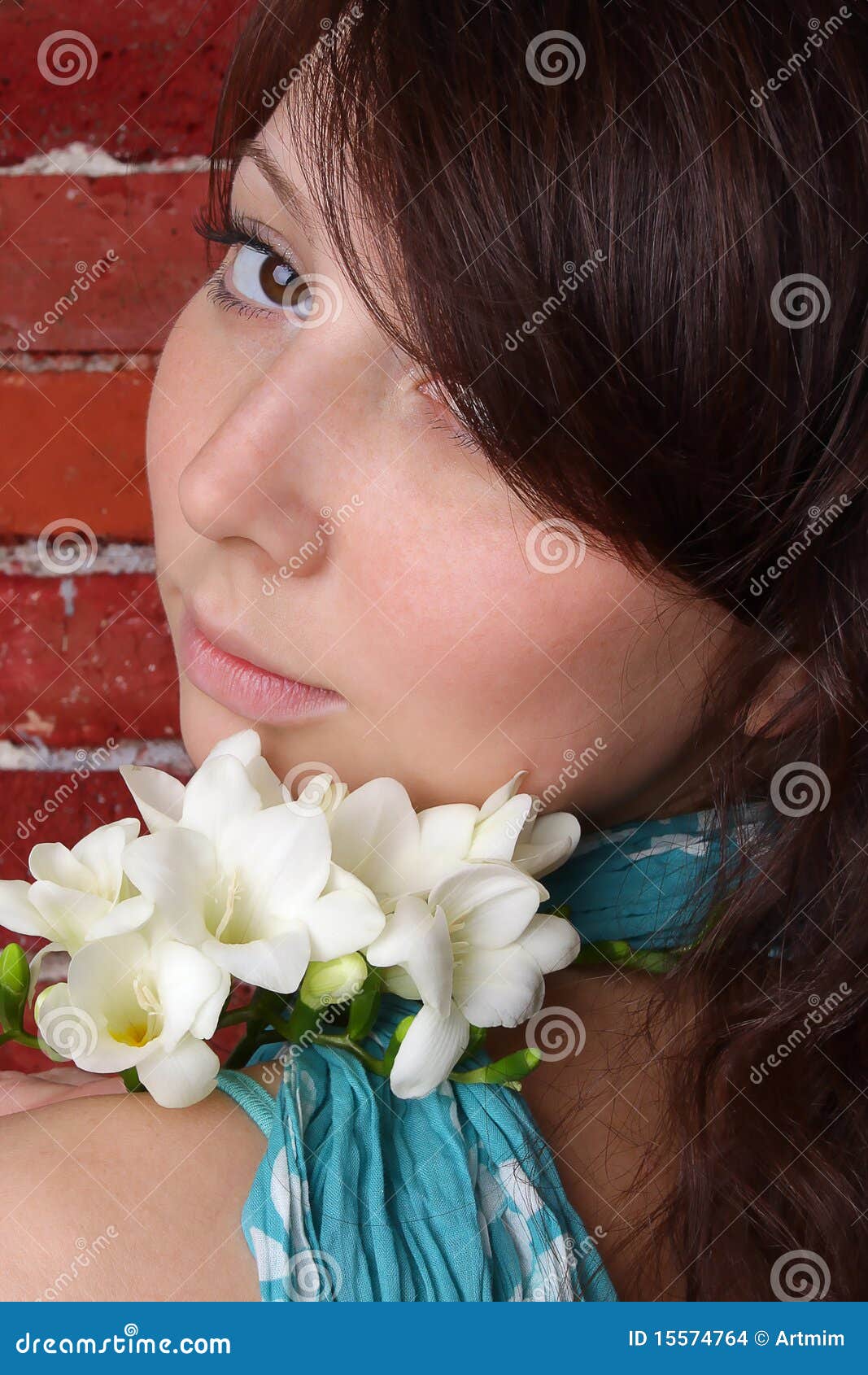Beautiful Woman with Flowers Stock Photo - Image of healthy, beautiful ...