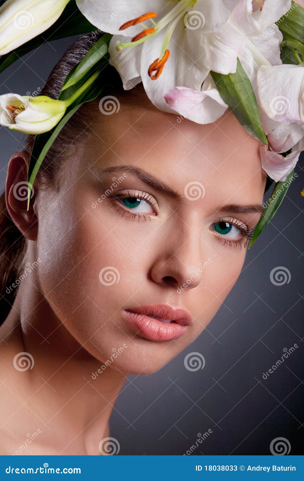 Beautiful Woman with Flowers Stock Image - Image of floral, face: 18038033