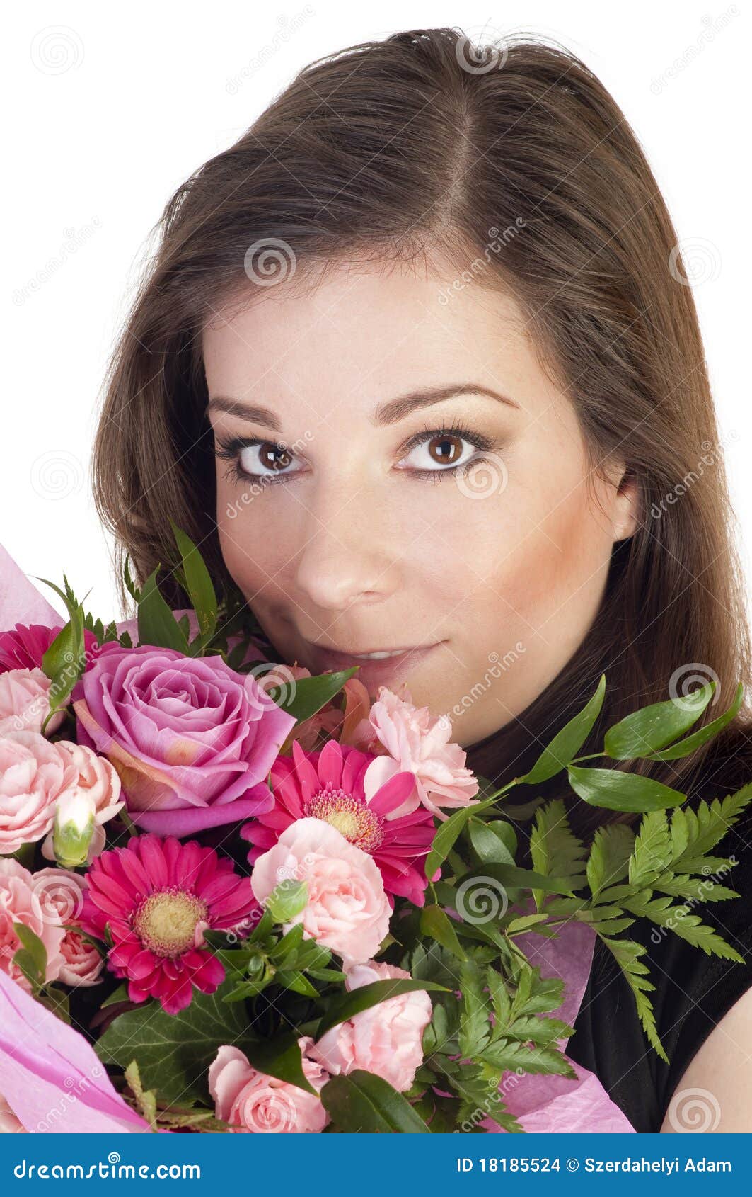 Beautiful Woman with Flowers Stock Photo - Image of female, isolated ...