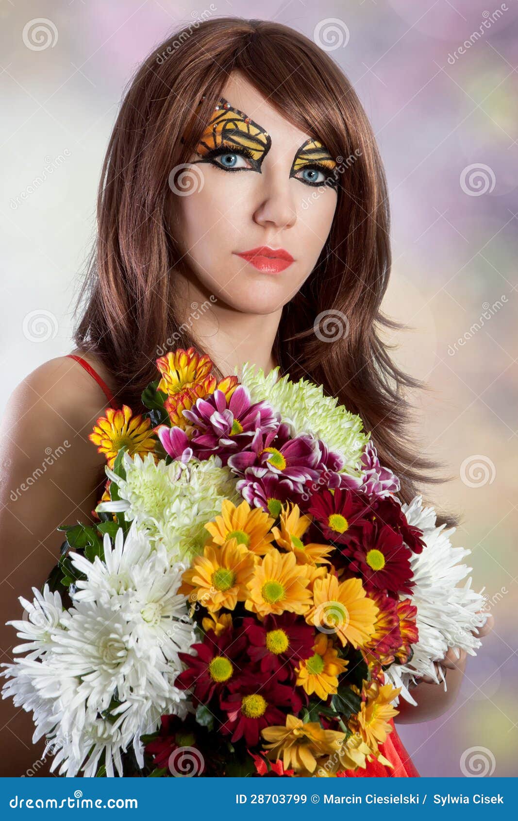 Beautiful Woman with Flowers Stock Image - Image of spring, beautiful ...