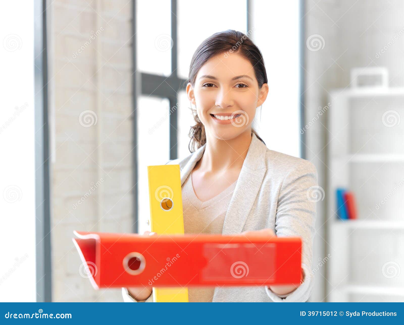 Beautiful Woman with Folder Stock Photo - Image of education, lady ...