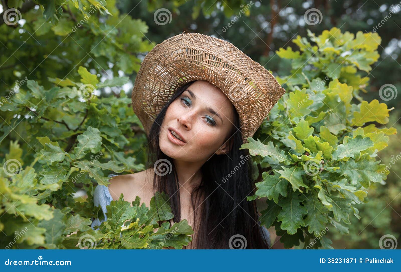Beautiful Woman in the Forest Stock Image - Image of relax, cheerful ...
