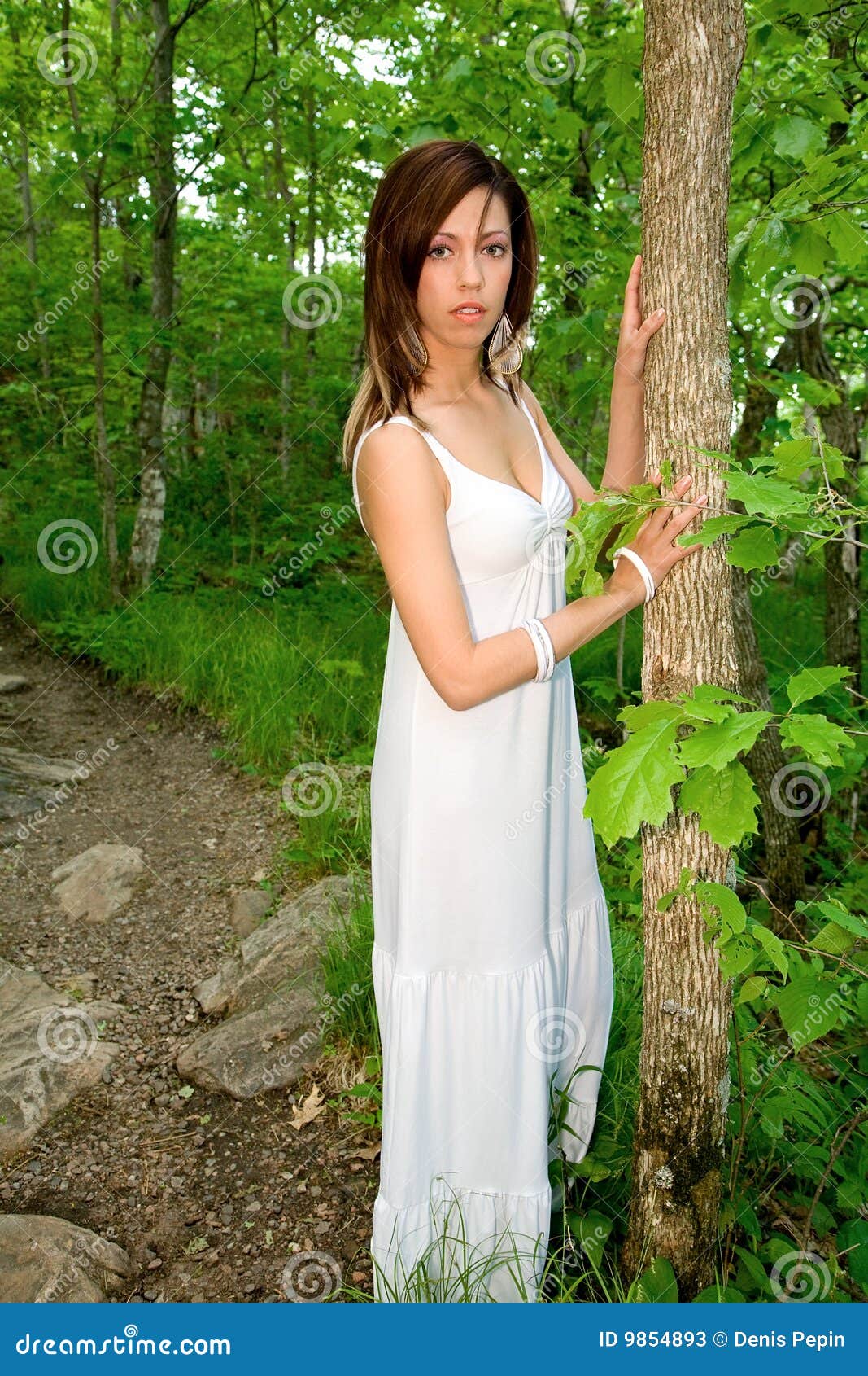 Beautiful Woman in the Forest Stock Image - Image of outdoor, rural ...