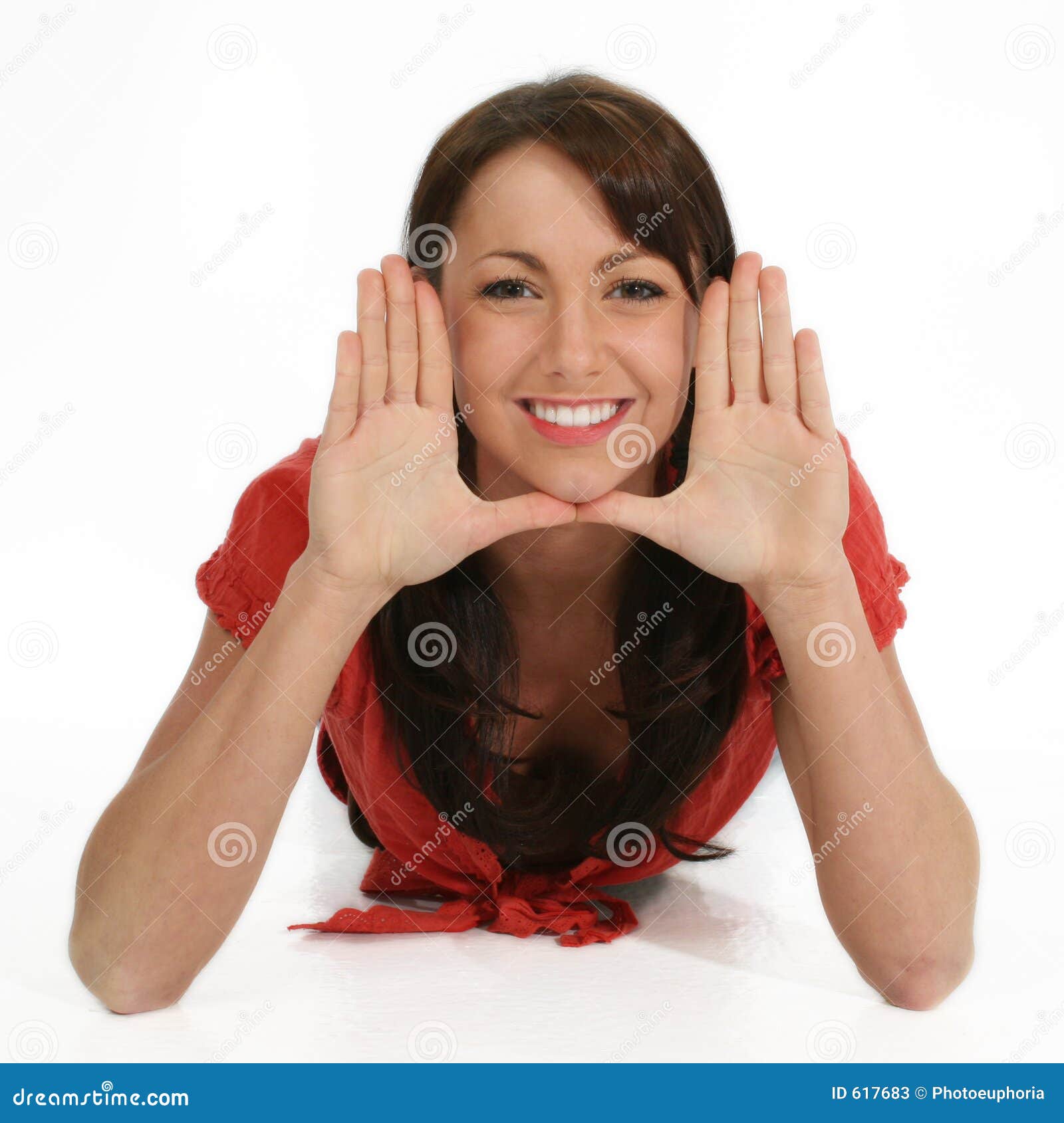 Beautiful Woman Framing Face with Hands Stock Image - Image of smile ...