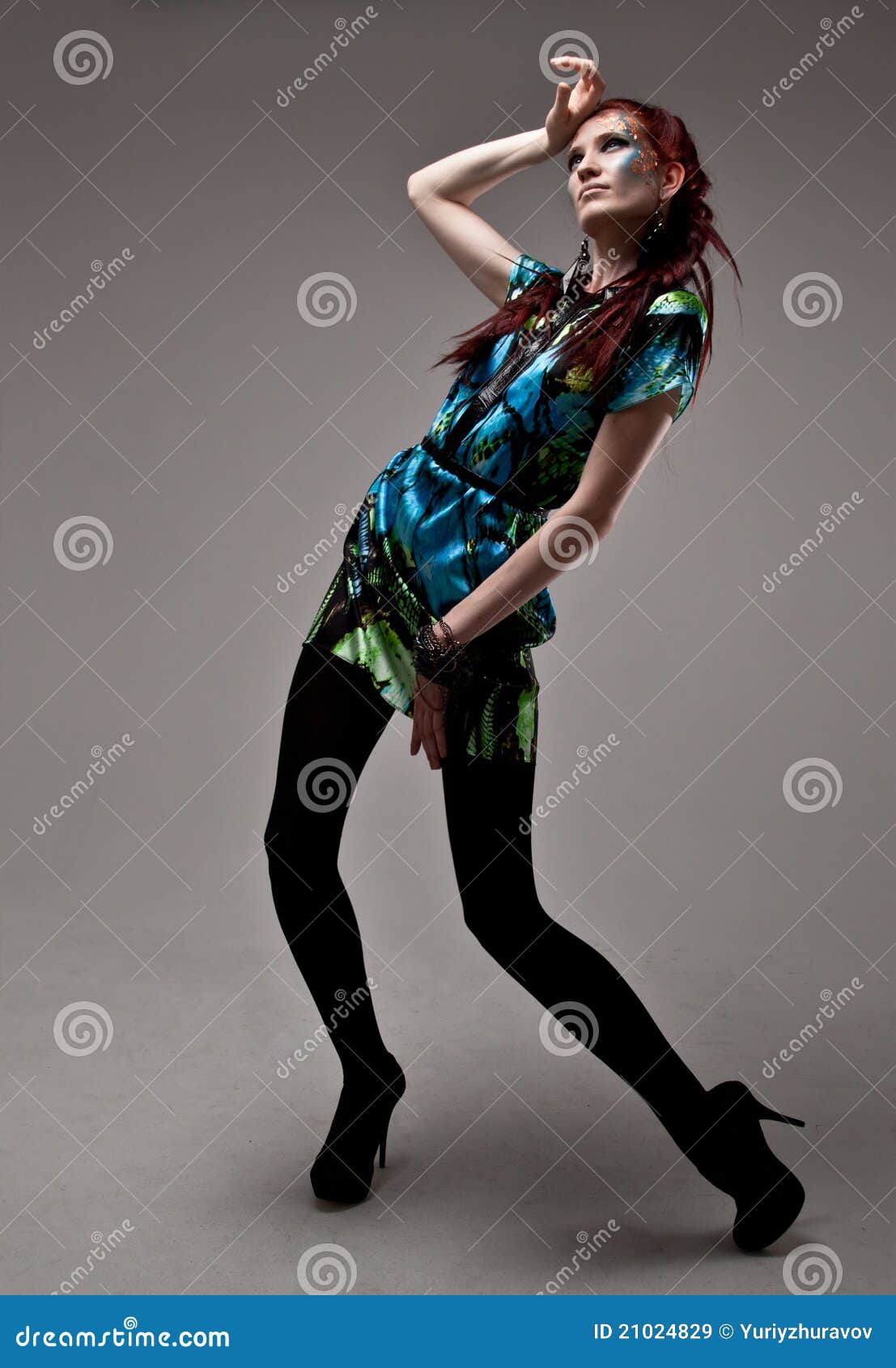Beautiful Woman with Futuristic Make-up Posing Stock Image - Image of ...