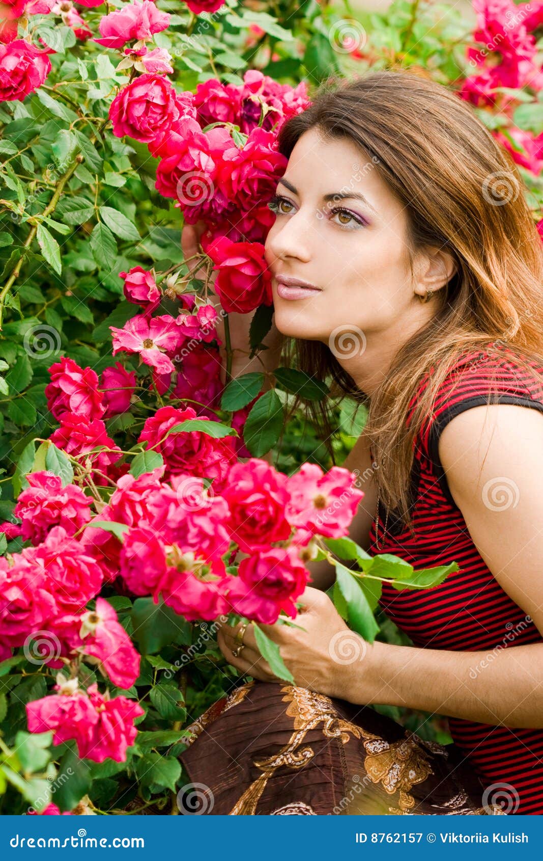 Beautiful woman in garden stock image. Image of elegance - 8762157