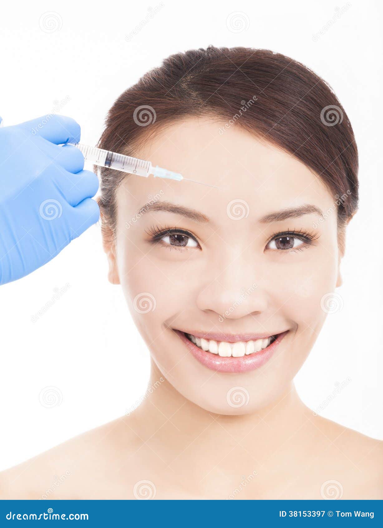 Beautiful Woman Gets Injection in Her Face Stock Image - Image of ...