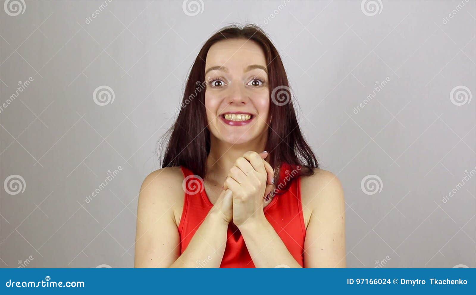 Beautiful Woman Gets Shock on White Background Stock Footage - Video of ...