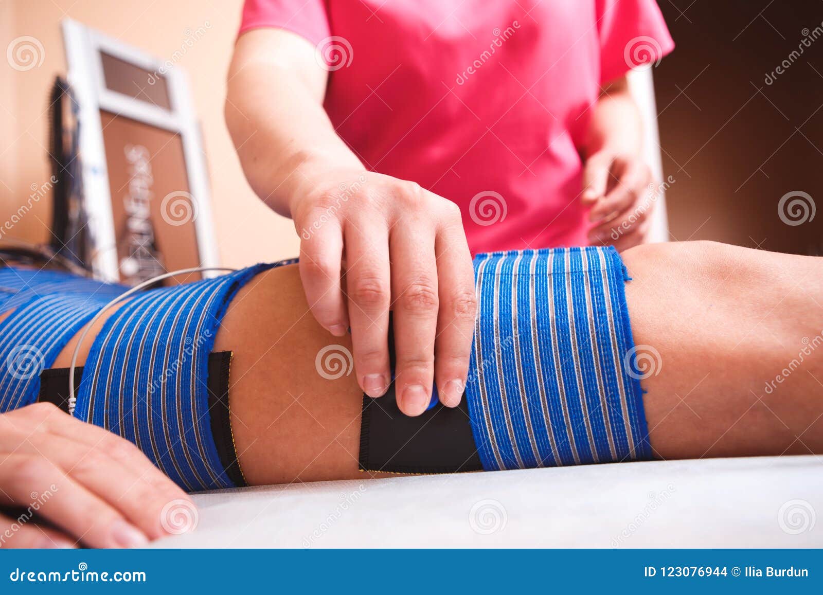 Beautiful Woman Getting Electro Stimulation Therapy Stock Photo - Image ...