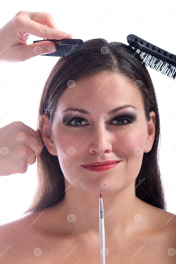 Beautiful Woman Getting a Makeover Stock Image - Image of liner, pretty ...