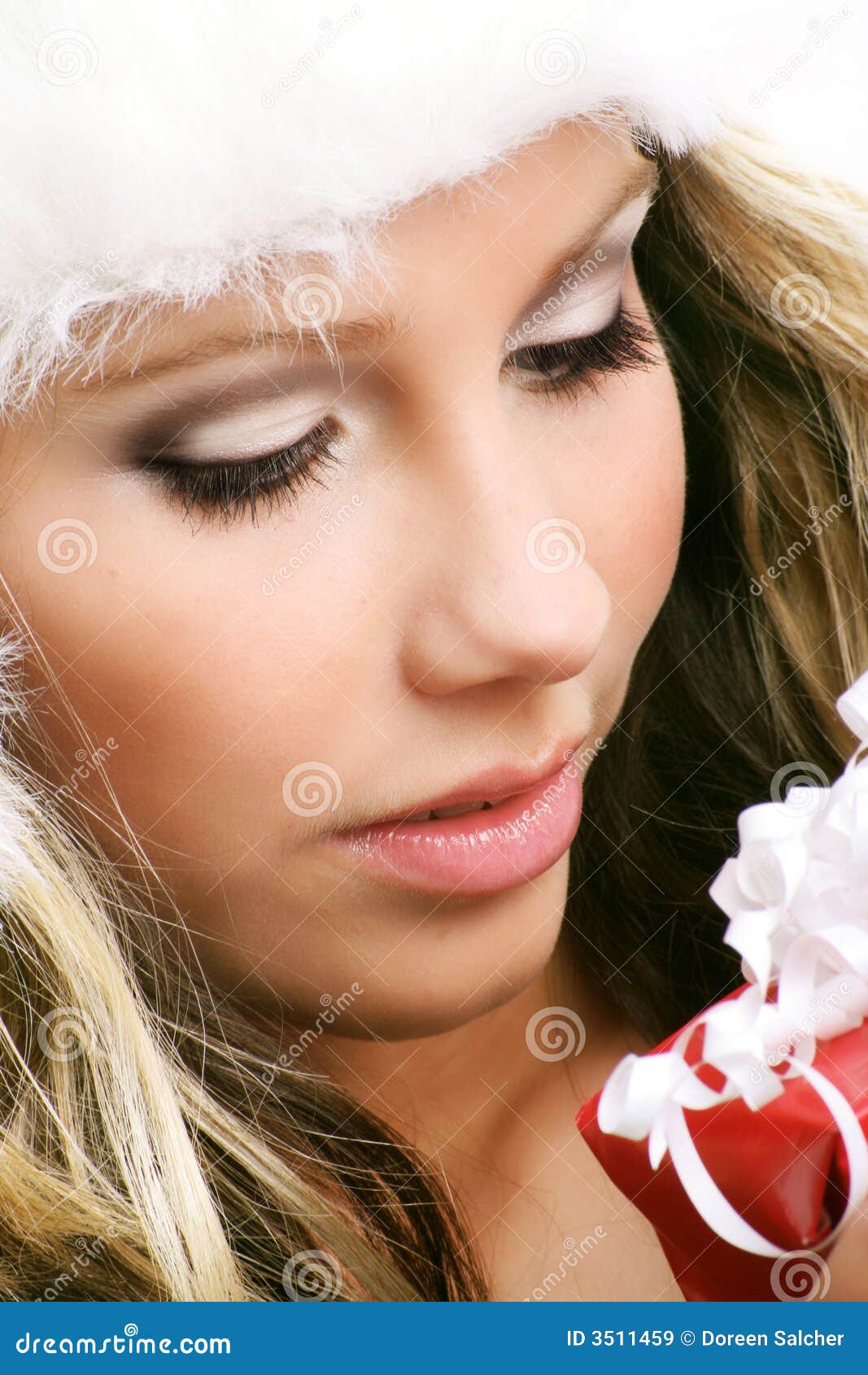 Beautiful Woman with a Gift Stock Image - Image of christmas, female ...