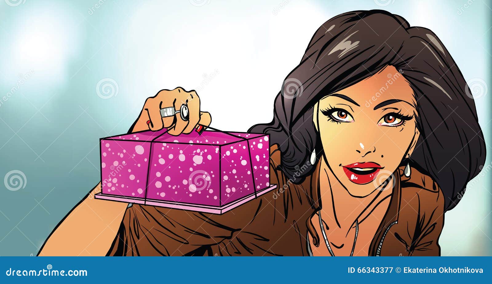 Beautiful Woman with a Gift. Stock Vector - Illustration of girl ...