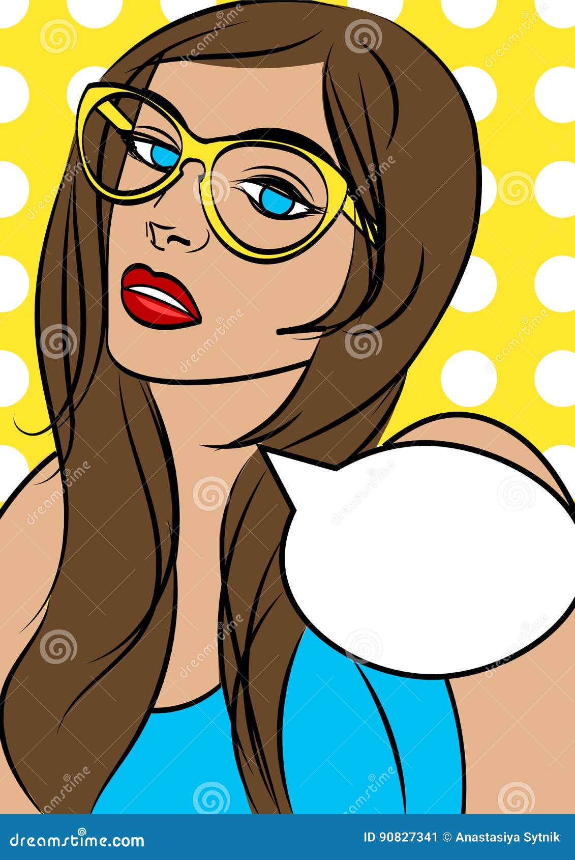 Beautiful Woman In Glasses In Pop Art Comic Style Eps 10 Stock Vector