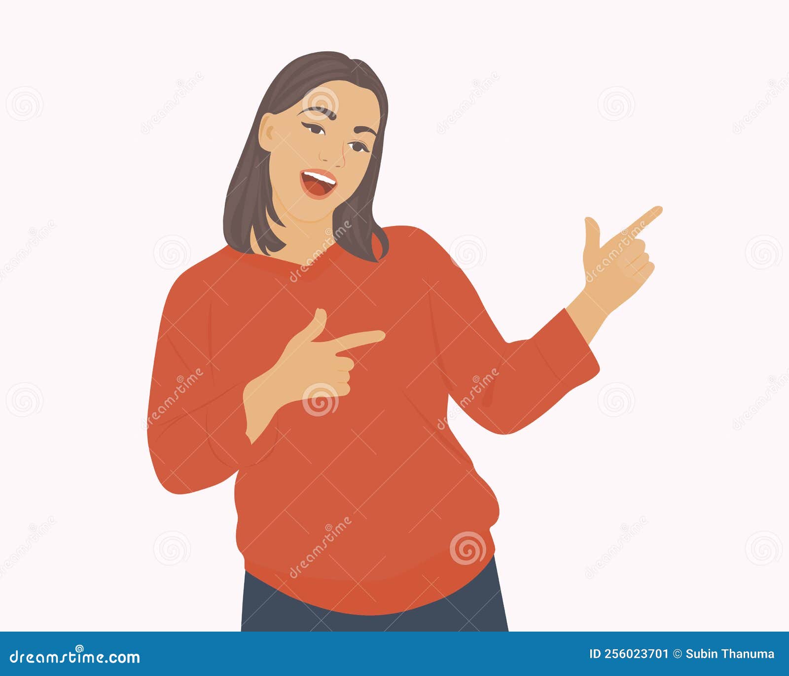 Happy Woman Pointing Her Finger Banner Stock Illustrations 16 Happy