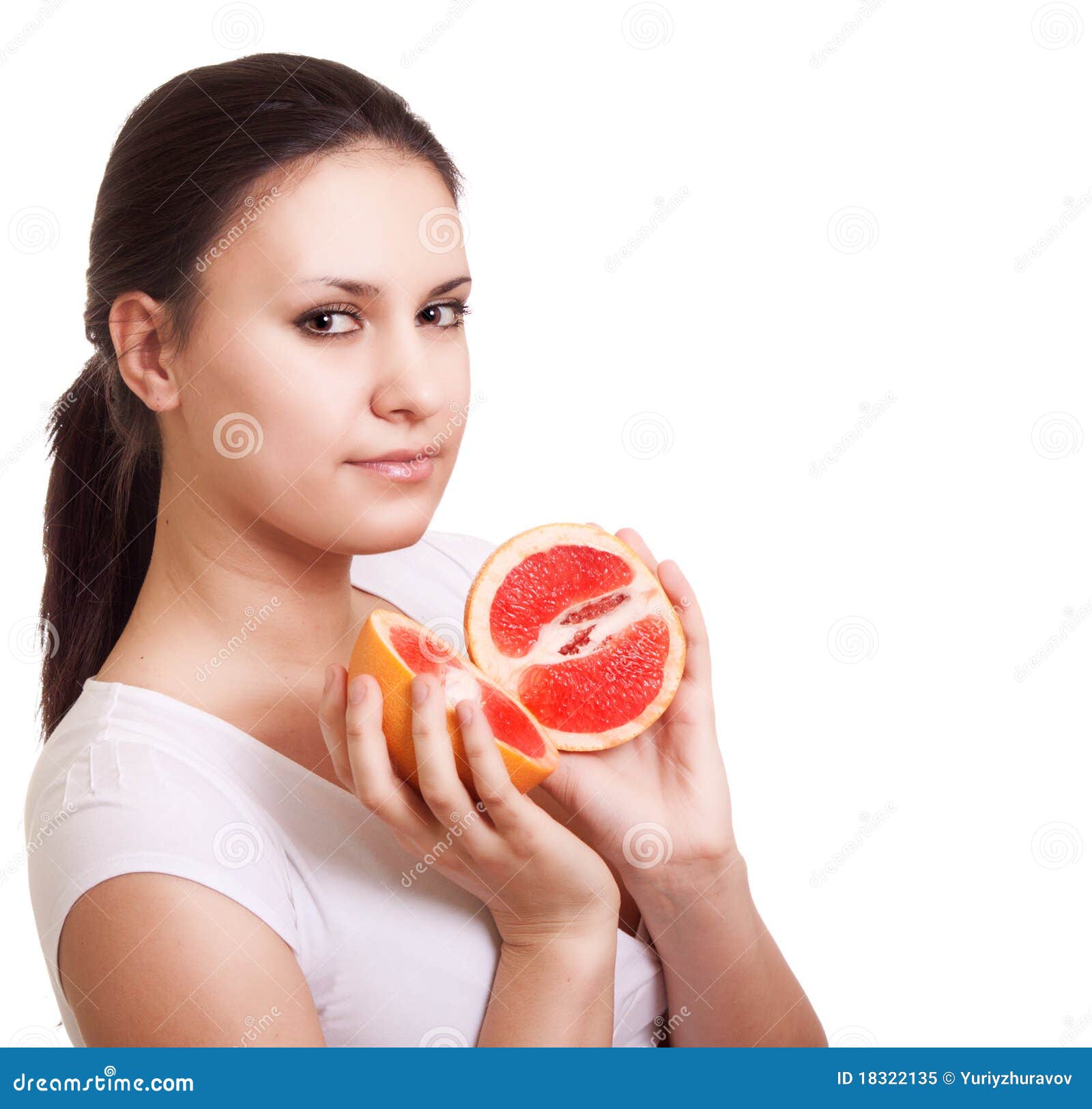 Beautiful Woman with Grapefruit Stock Image - Image of lifestyle, fresh ...