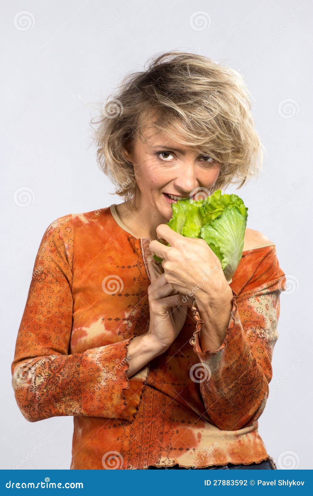 Beautiful Woman with Green Cabbage Stock Photo - Image of beautiful ...