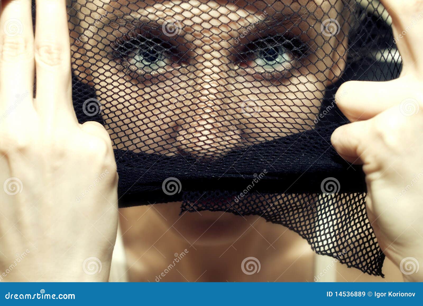 Beautiful Woman through the Grid Stock Image - Image of eyes, handsome ...