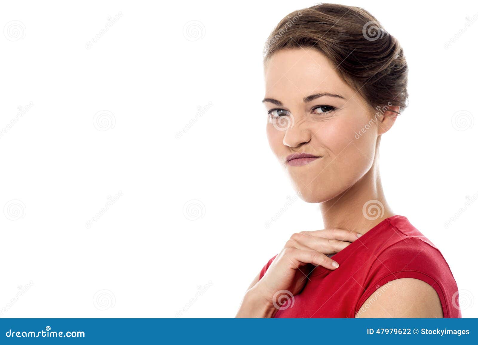 Beautiful Woman with Grimace on Her Face Stock Photo - Image of copy ...