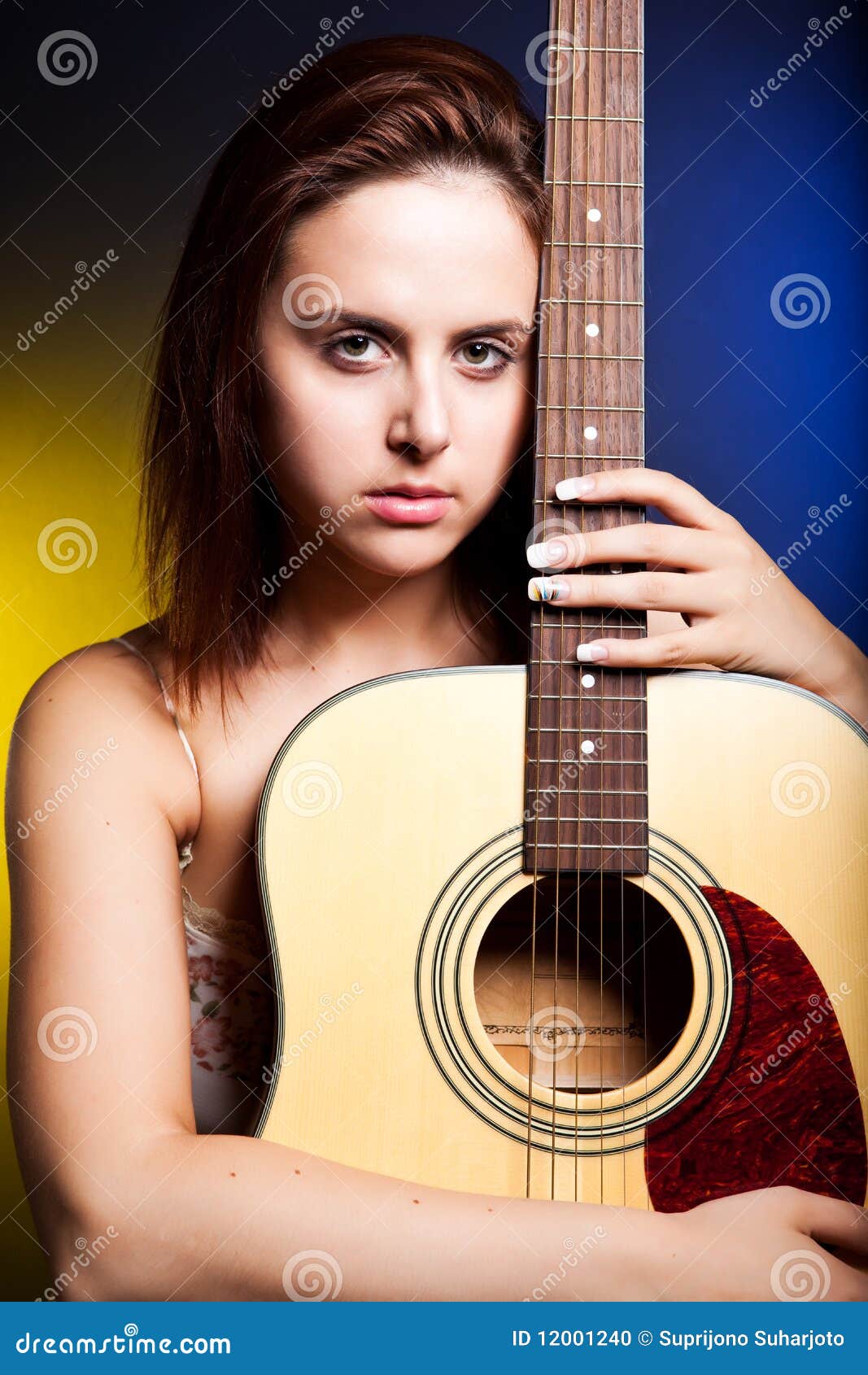 Beautiful Woman with Guitar Stock Photo - Image of musical, cute: 12001240
