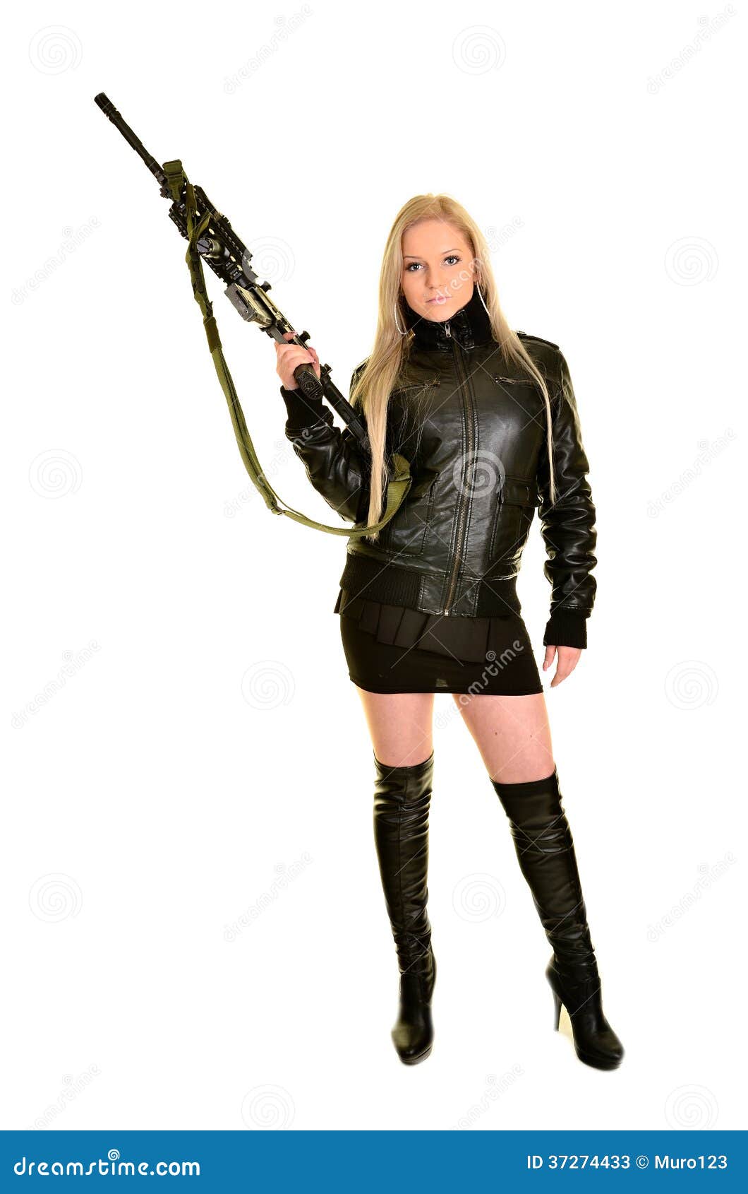 Beautiful woman with a gun stock image. Image of hand - 37274433