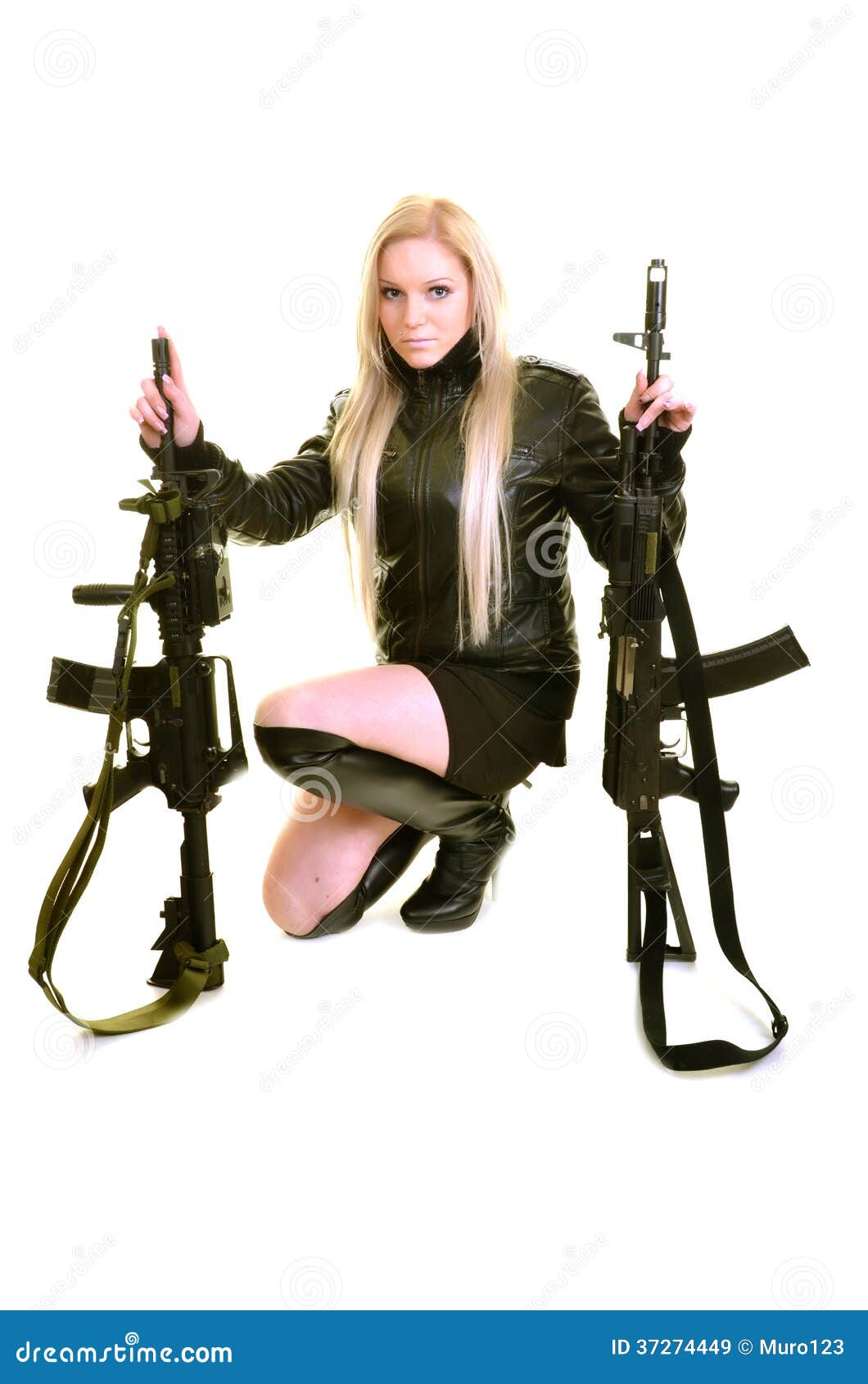 Beautiful woman with a gun stock image. Image of gorgeous - 37274449