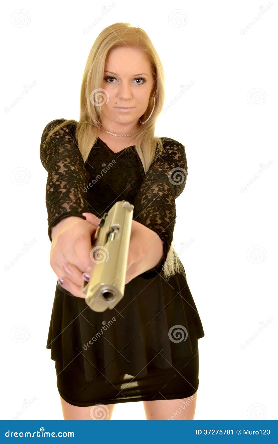 Beautiful woman with a gun stock image. Image of caucasian - 37275781