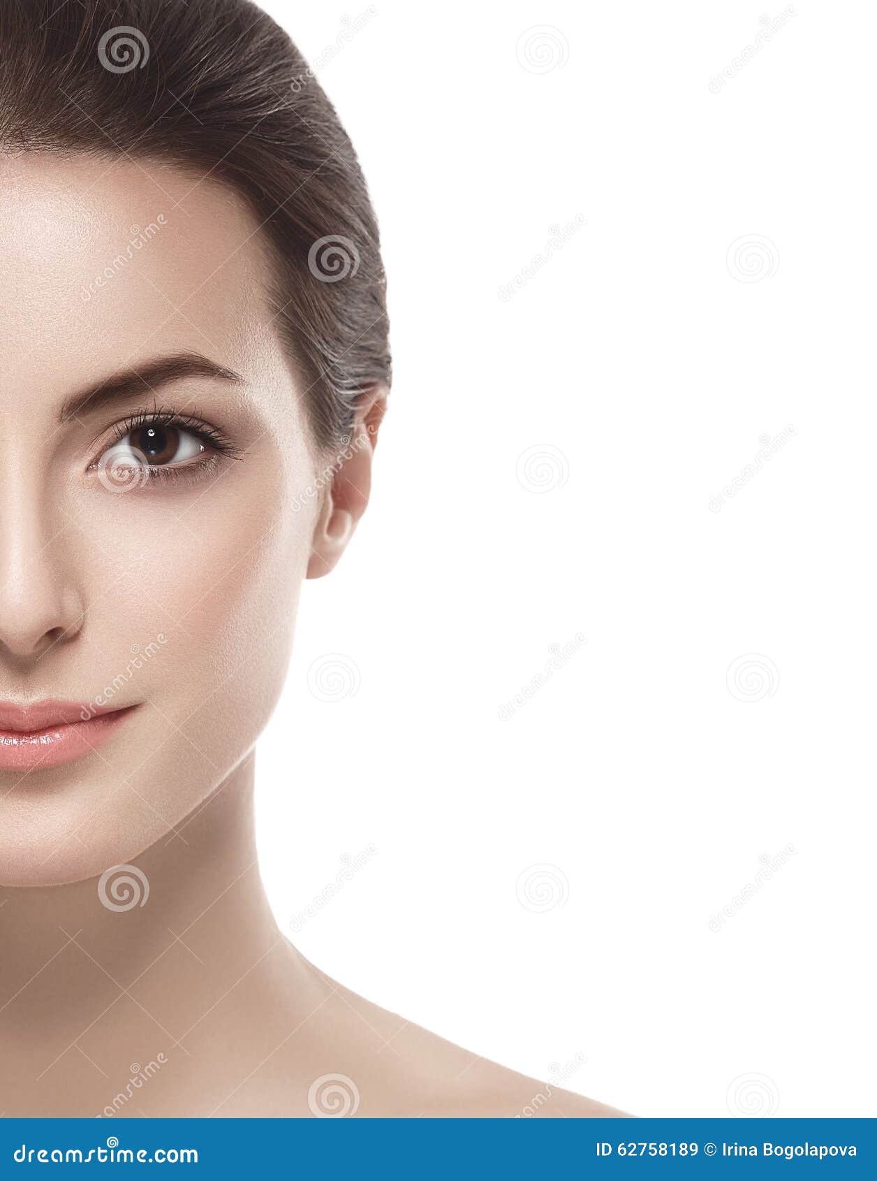 Beautiful Woman Half Face Close Up Studio on White Stock Image - Image ...