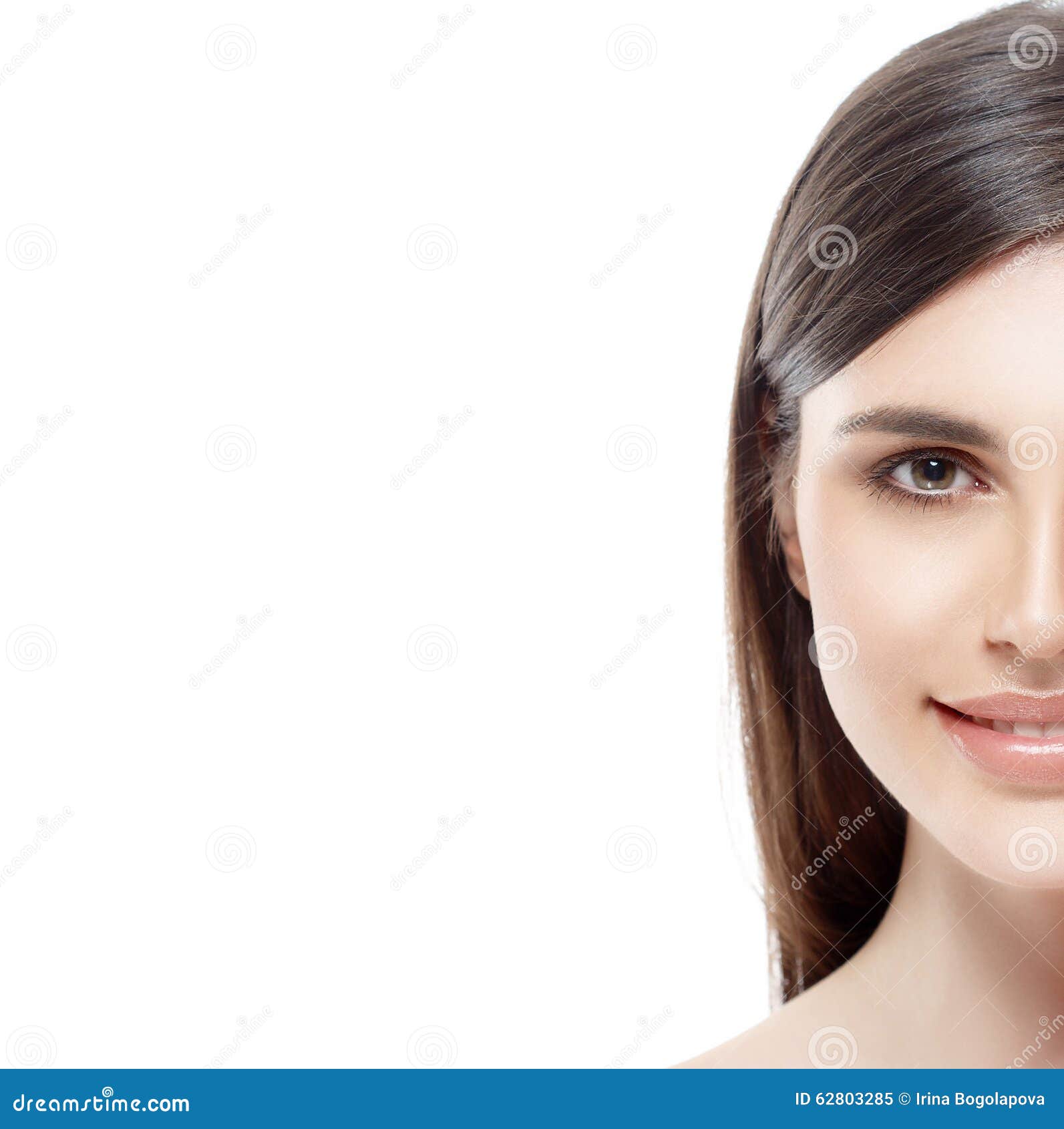 Beautiful Woman Half-face Studio on White Stock Image - Image of health ...