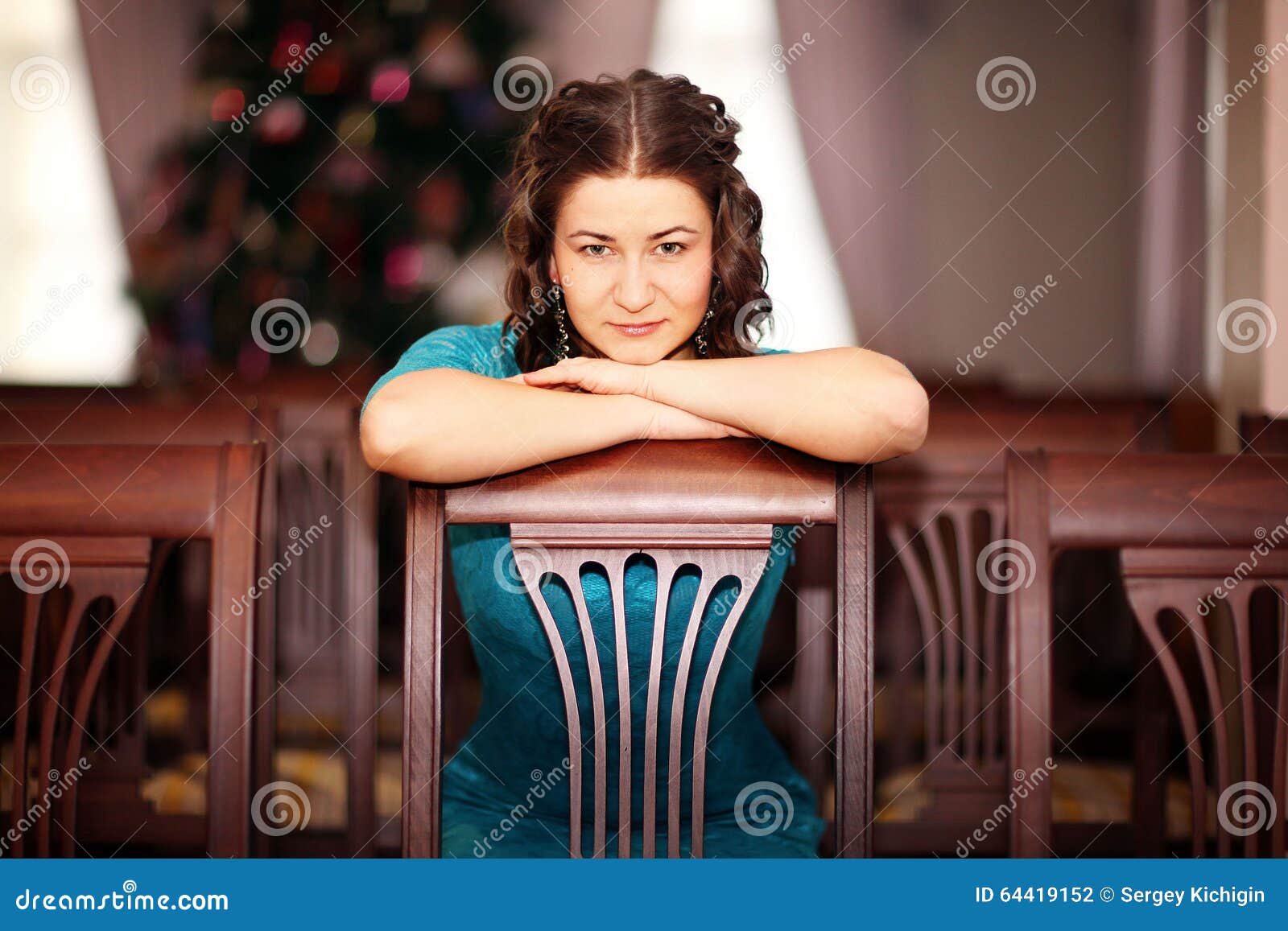 Beautiful woman in hall stock photo. Image of alone, female - 64419152