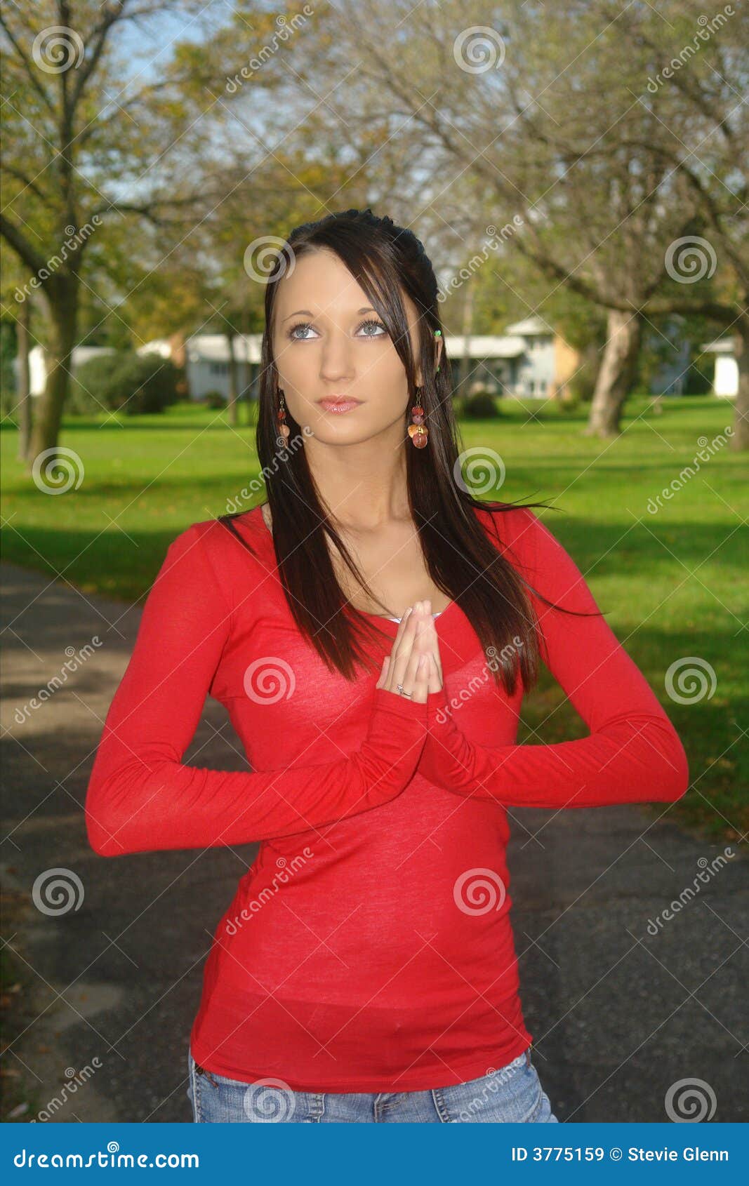 Beautiful Woman with Hand Folded Stock Image - Image of beautiful ...