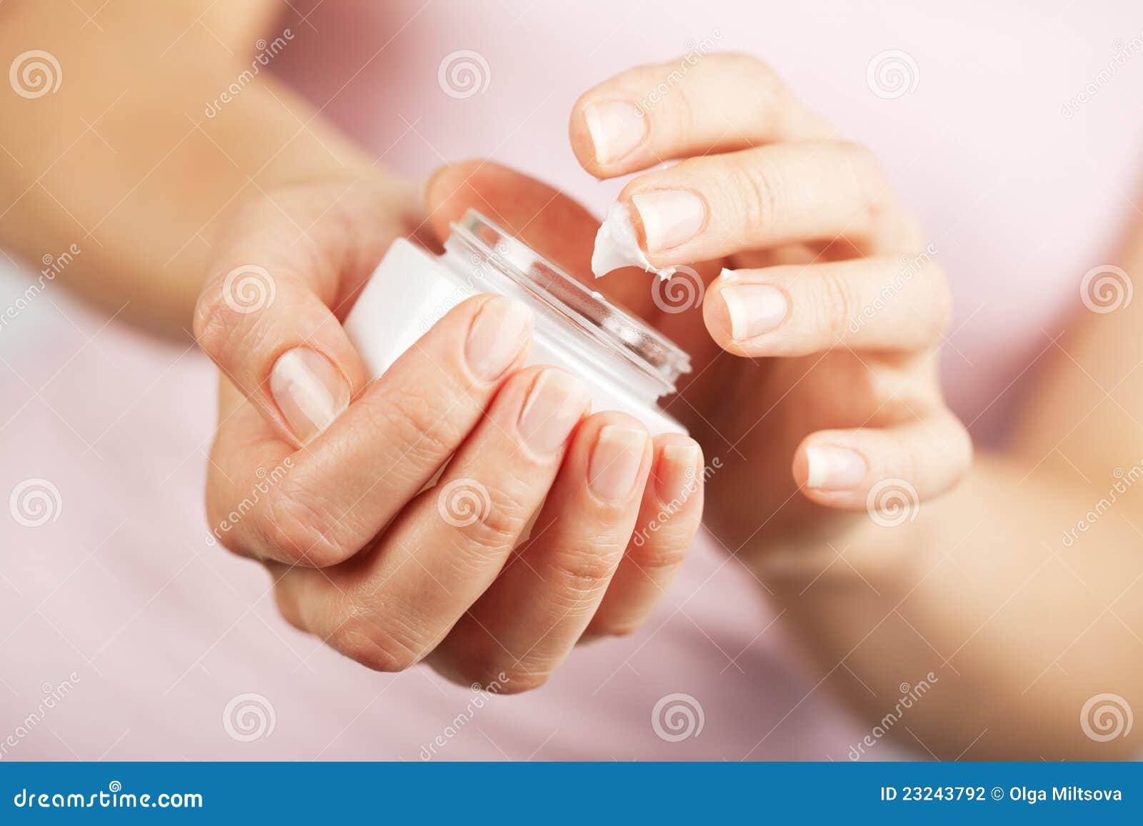 Beautiful Woman Hands Applying Cream Stock Photo - Image of bowl ...