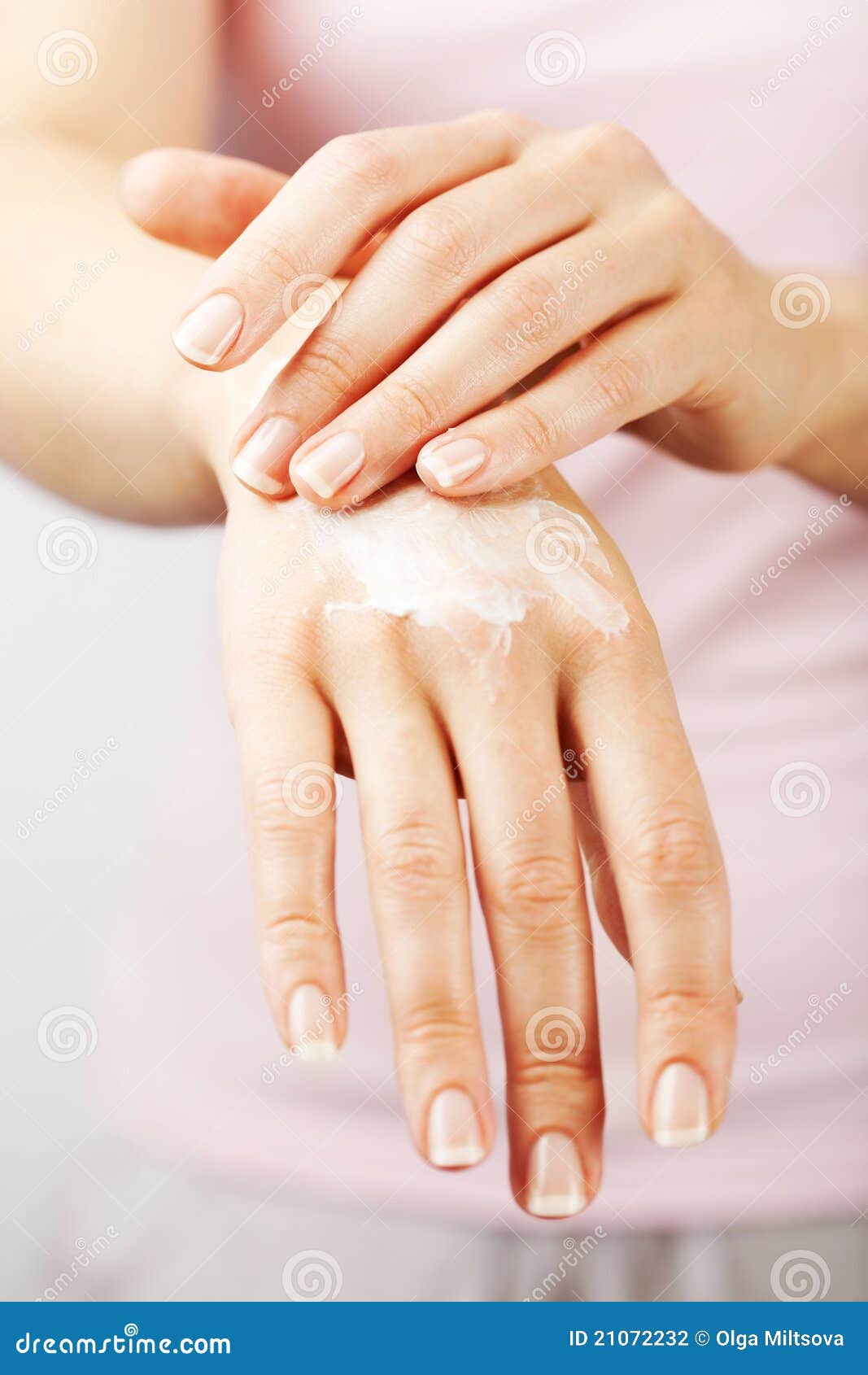 Beautiful Woman Hands with Cream Stock Photo - Image of manicure ...