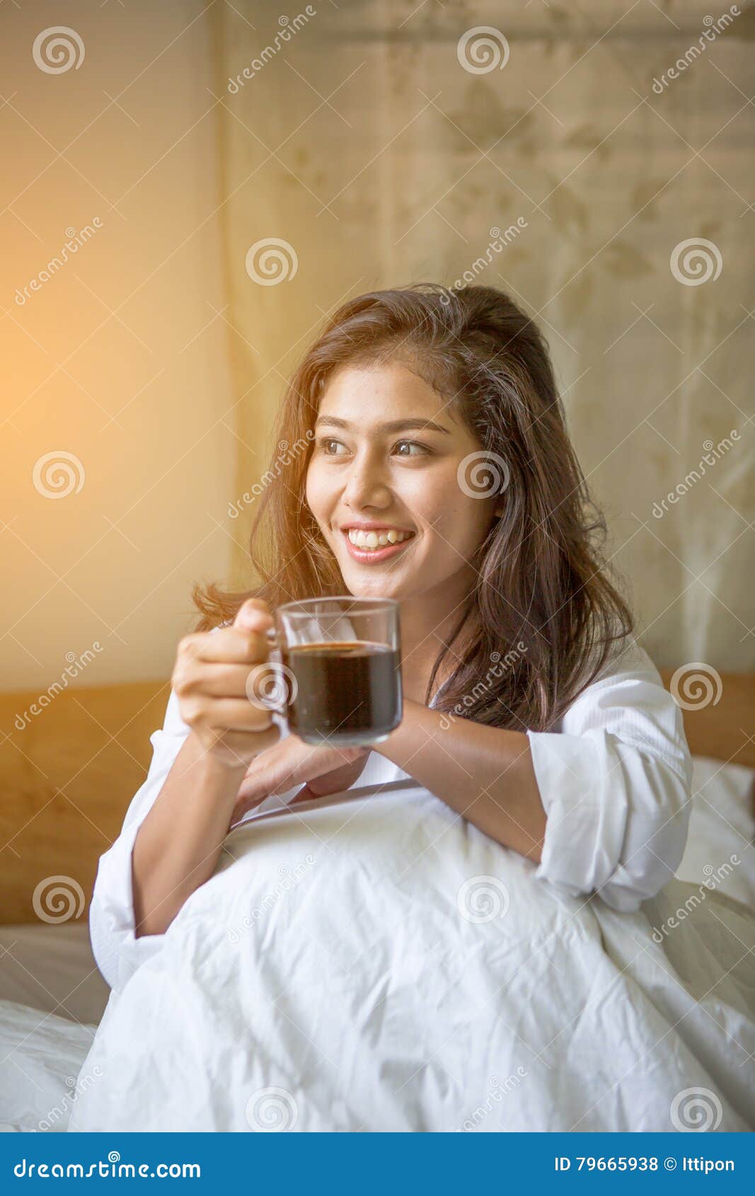 Beautiful Woman Have Coffee Stock Photo - Image of beauty, female: 79665938