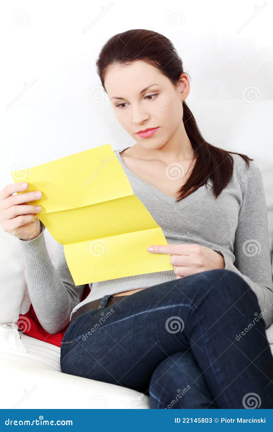 Beautiful Woman Having a Look at the Documents. Stock Image - Image of ...