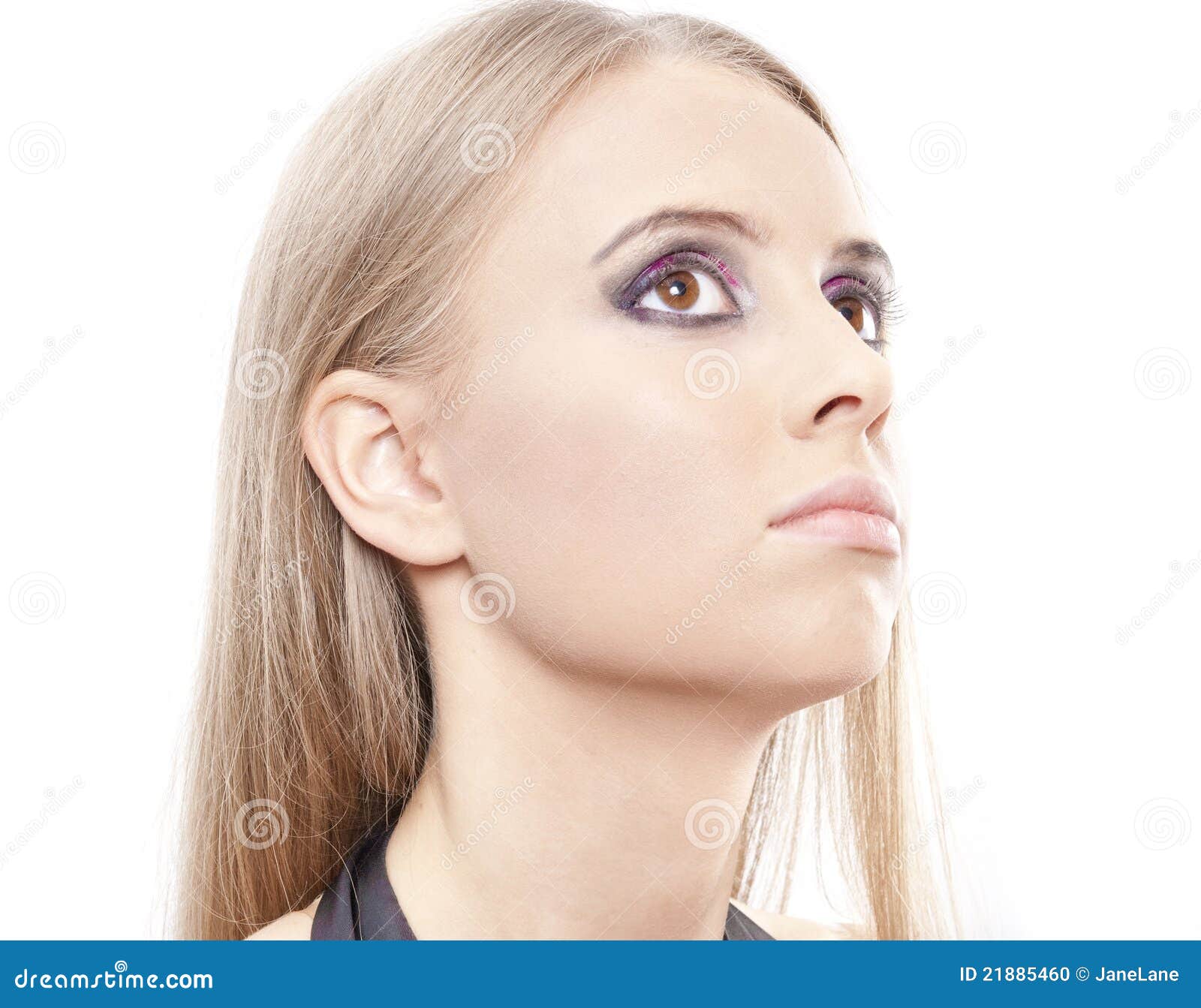 Beautiful Woman Head Over White Stock Photo - Image of candid, face ...