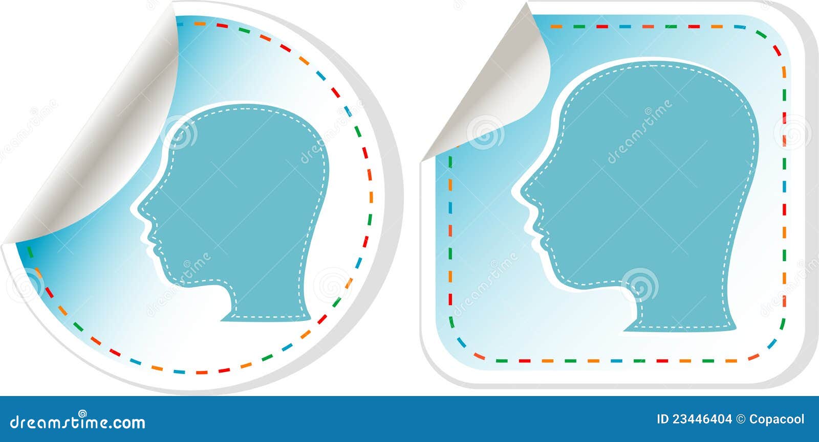 Beautiful Woman Head Silhouette. Sticker Set Stock Vector ...