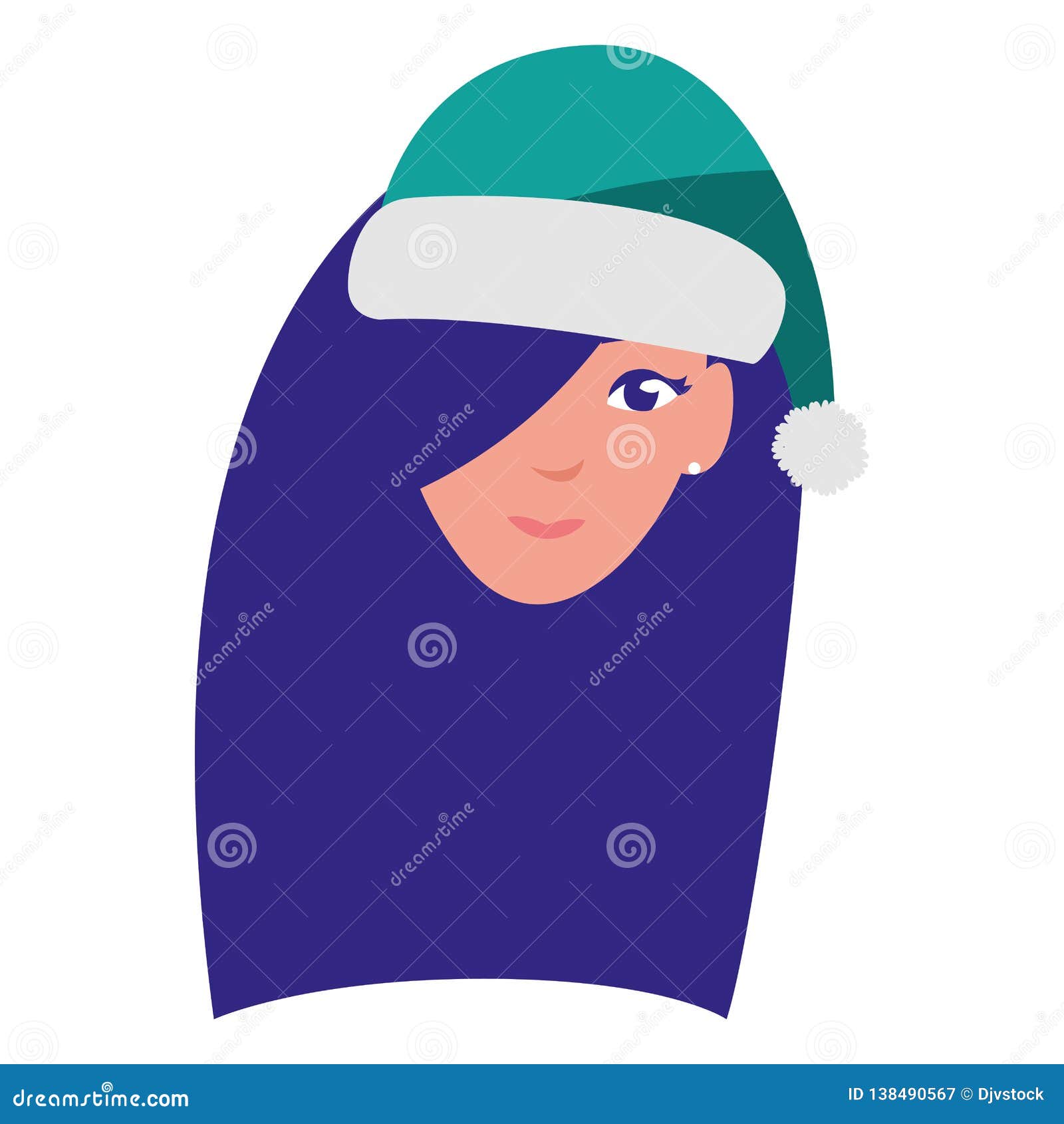 Beautiful Woman Head with Winter Hat Stock Vector - Illustration of ...