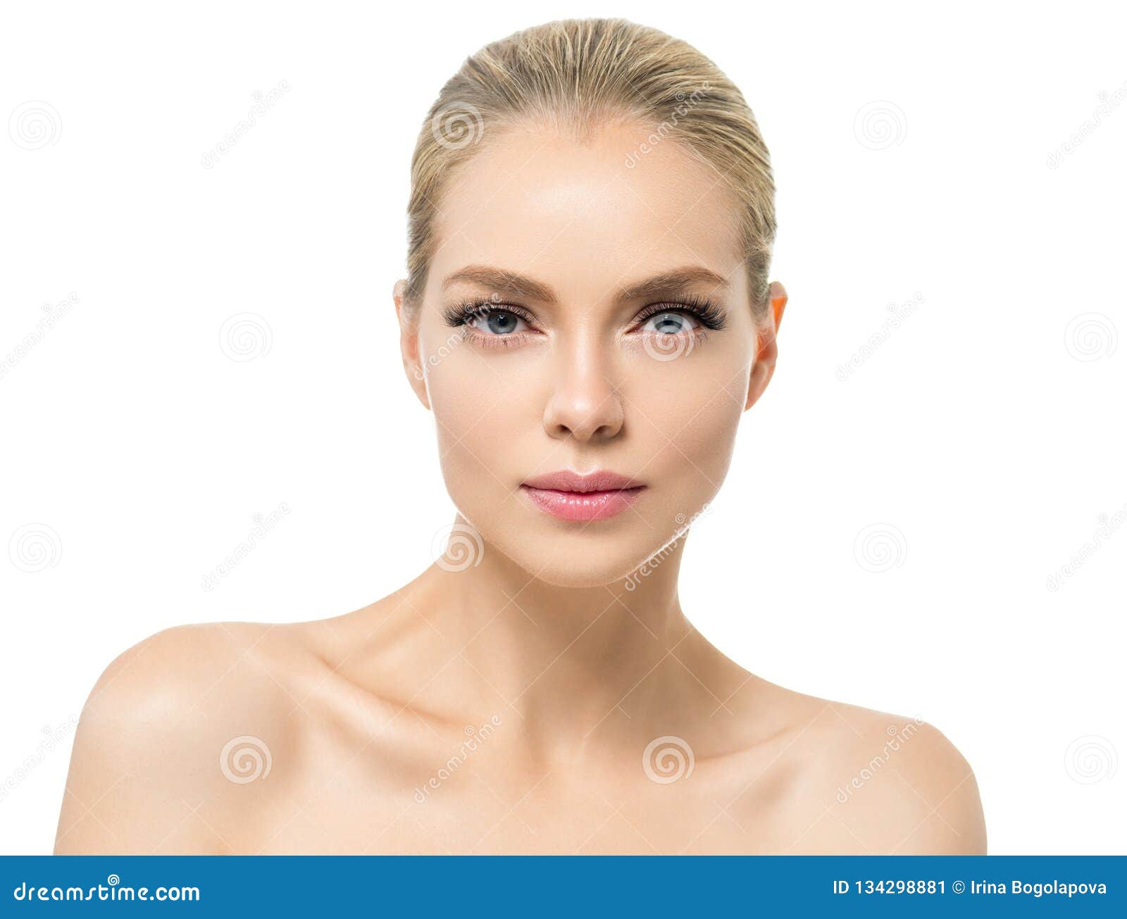 Beautiful Woman With Healthy Skin Natural Makeup Blonde Hair Beauty
